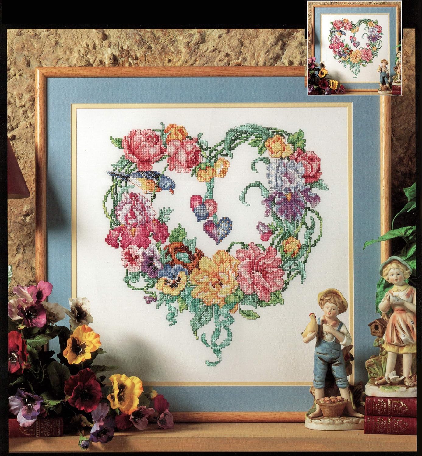 Amazon.com: Bucilla 41075 Stamped Cross Stitch Kit Floral Heart Wreath