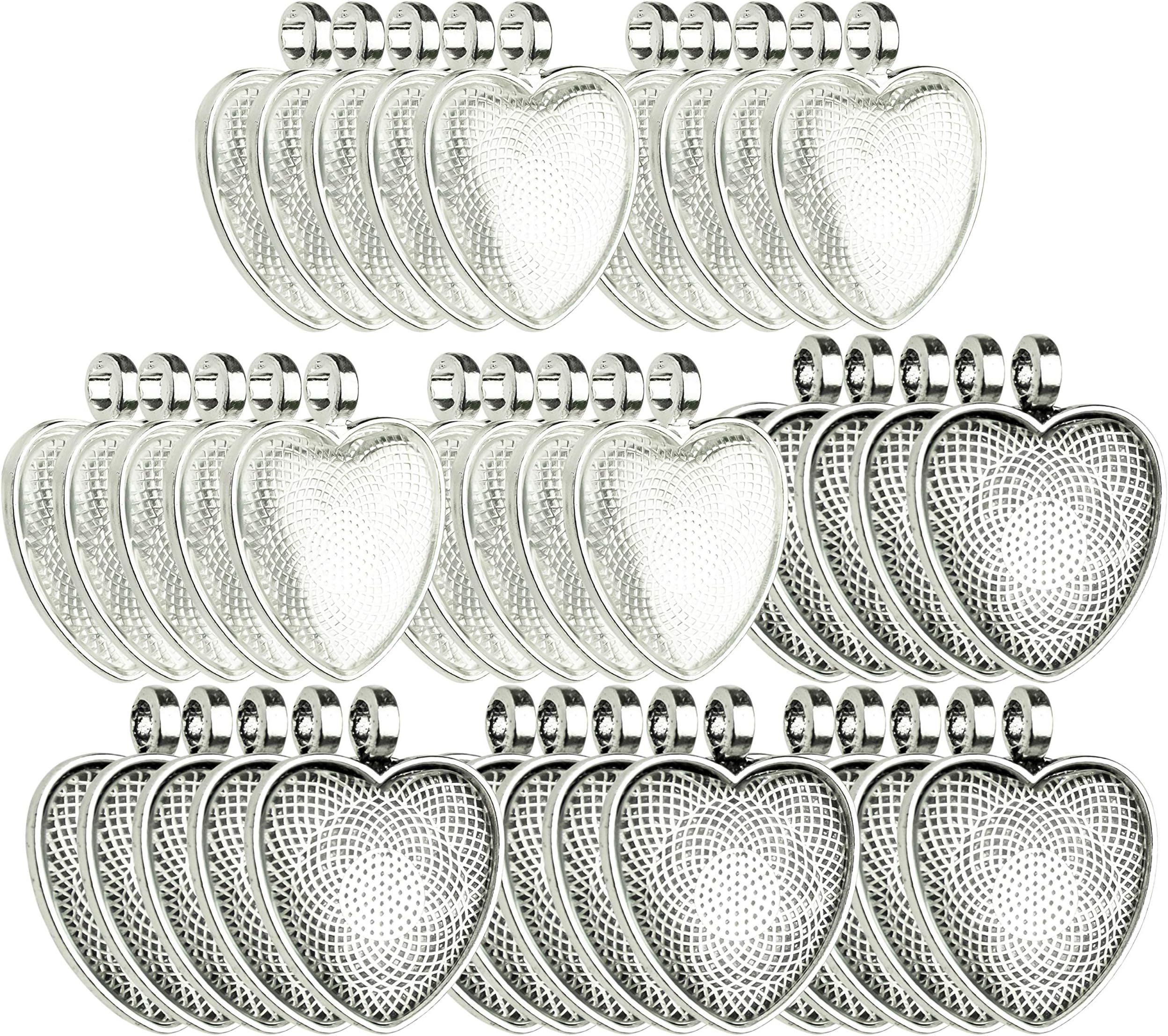 Amazon.com: UNICRAFTALE 50 Sets Heart Cabochon Pendant 304 Stainless ...