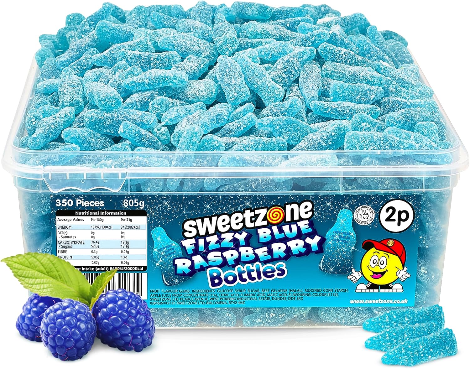 Sweetzone Fizzy Blue Raspberry 805g - 350pcs of Gummy Sweets ...