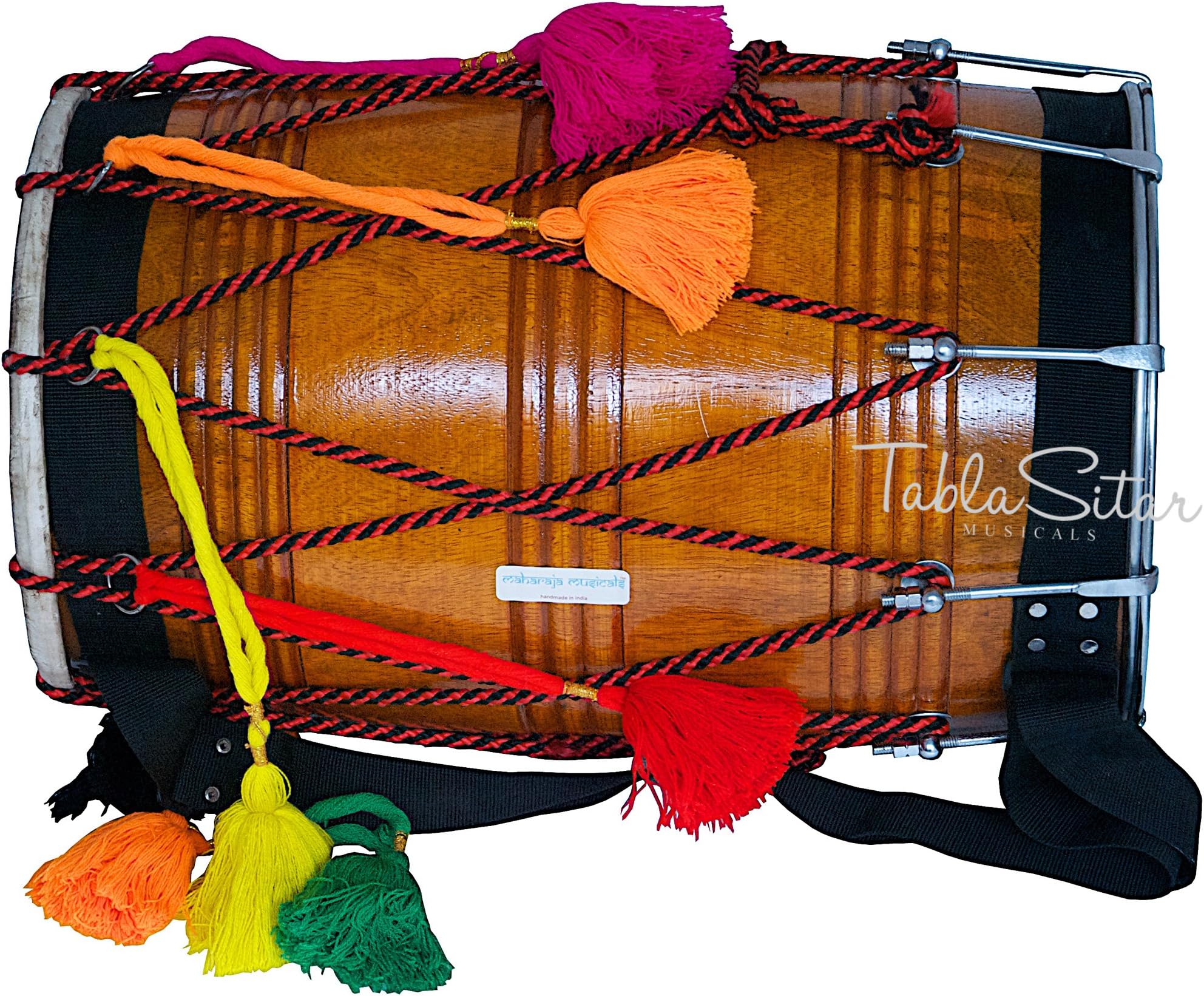 Amazon.com: Dhol Drum by Maharaja Musicals, Mango Wood, Natural, Barrel ...