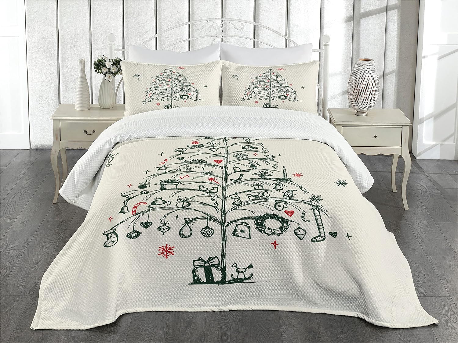 Ambesonne – Colcha multicolor en colores y tres tamaños, Tela, Verde ...