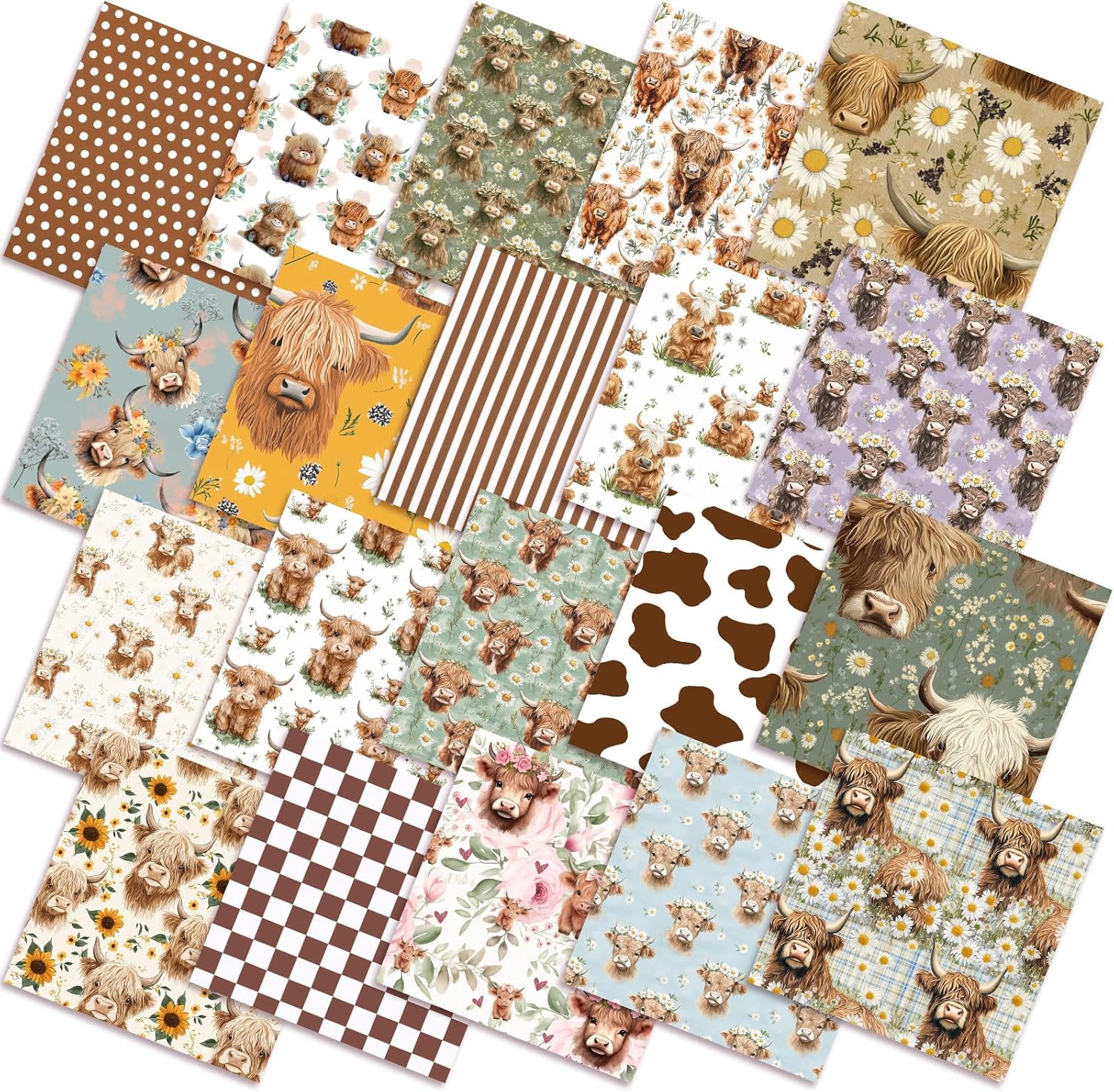 Amazon.com: HunnmingRe 20 Pcs 10''x10'' Vintage Highland Cow Quilting ...