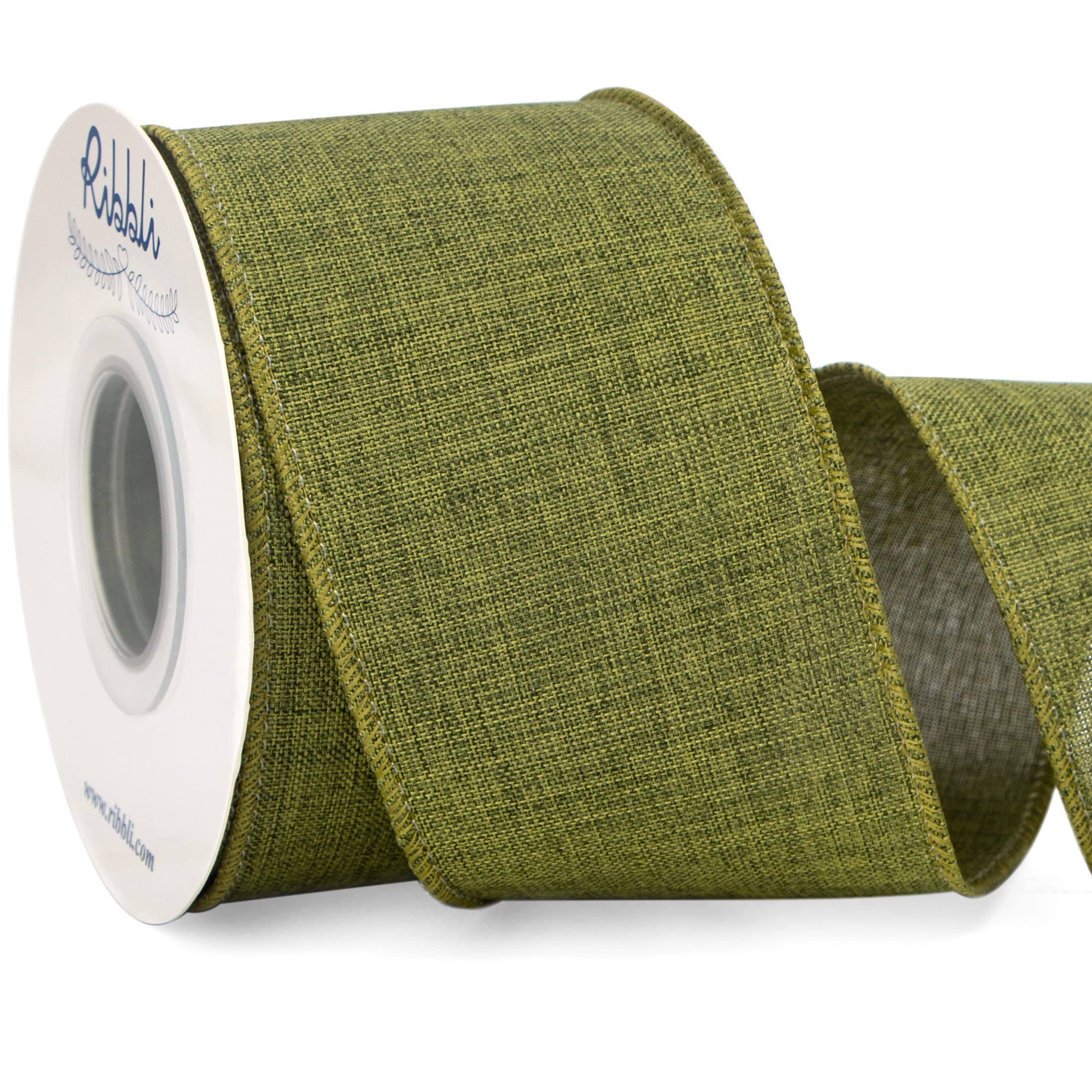 Amazon.com: Ribbli Moss/Sage Green Linen Wired Ribbon,2-1/2 Inch x ...