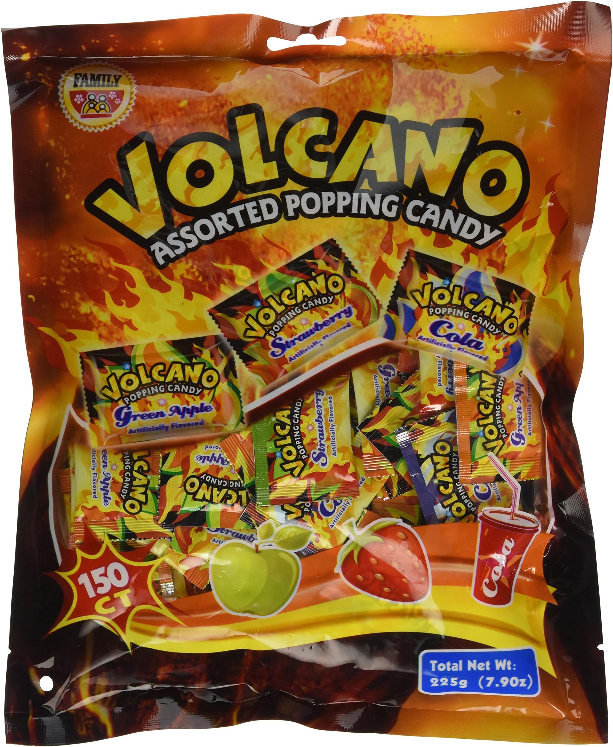 Amazon.com : Family Volcano Assorted Popping Candy, Cola/Strawberry ...