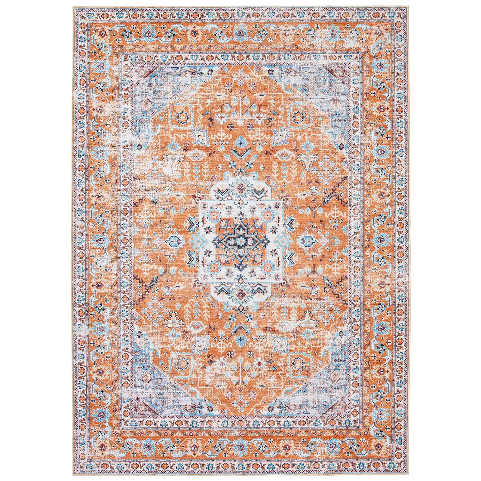 DECOMALL Kalina Washable Area Rugs, Bohemian Vintage Foldable Carpet ...