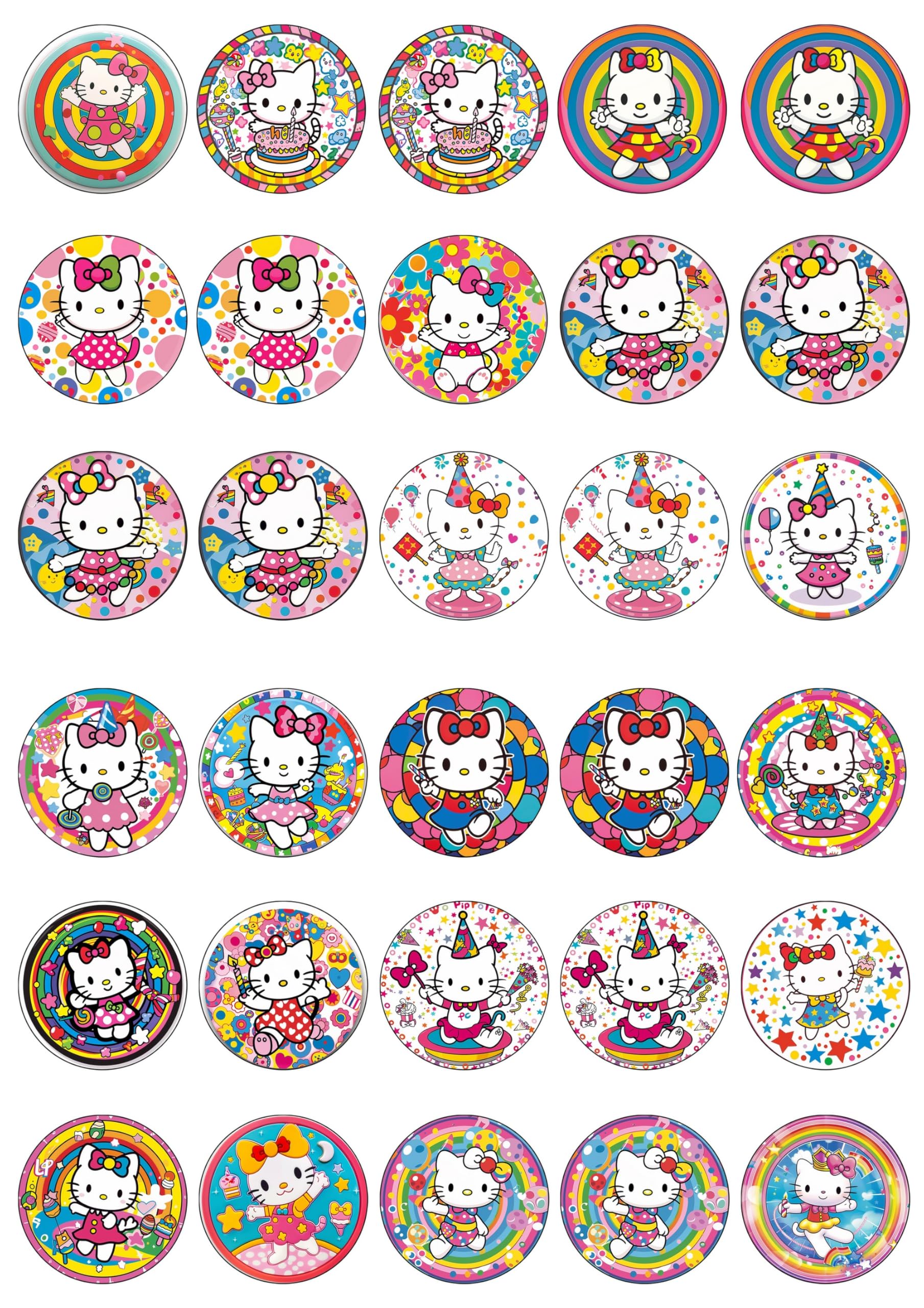 Amazon.com: 30 x Edible Sugar Cupcake Toppers – Pink Kitty Inspired ...