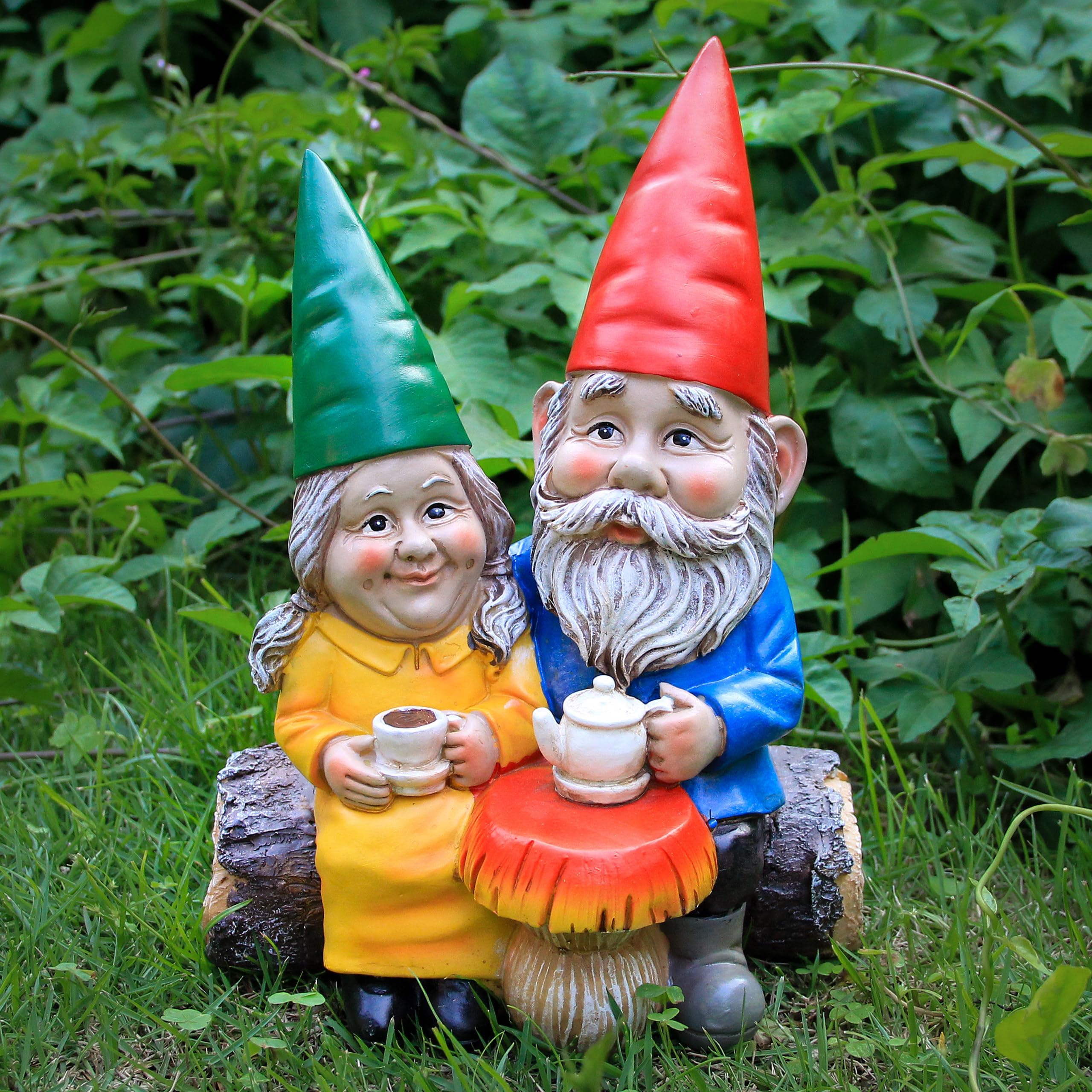 Amazon.com: Ebros Whimsical Mr and Mrs Gnome Hobbit Couple Sitting On ...