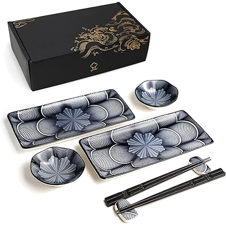 Amazon.com | ELUSH 8 Piece Japanese Style Ceramic Sushi Plate Set 10 ...