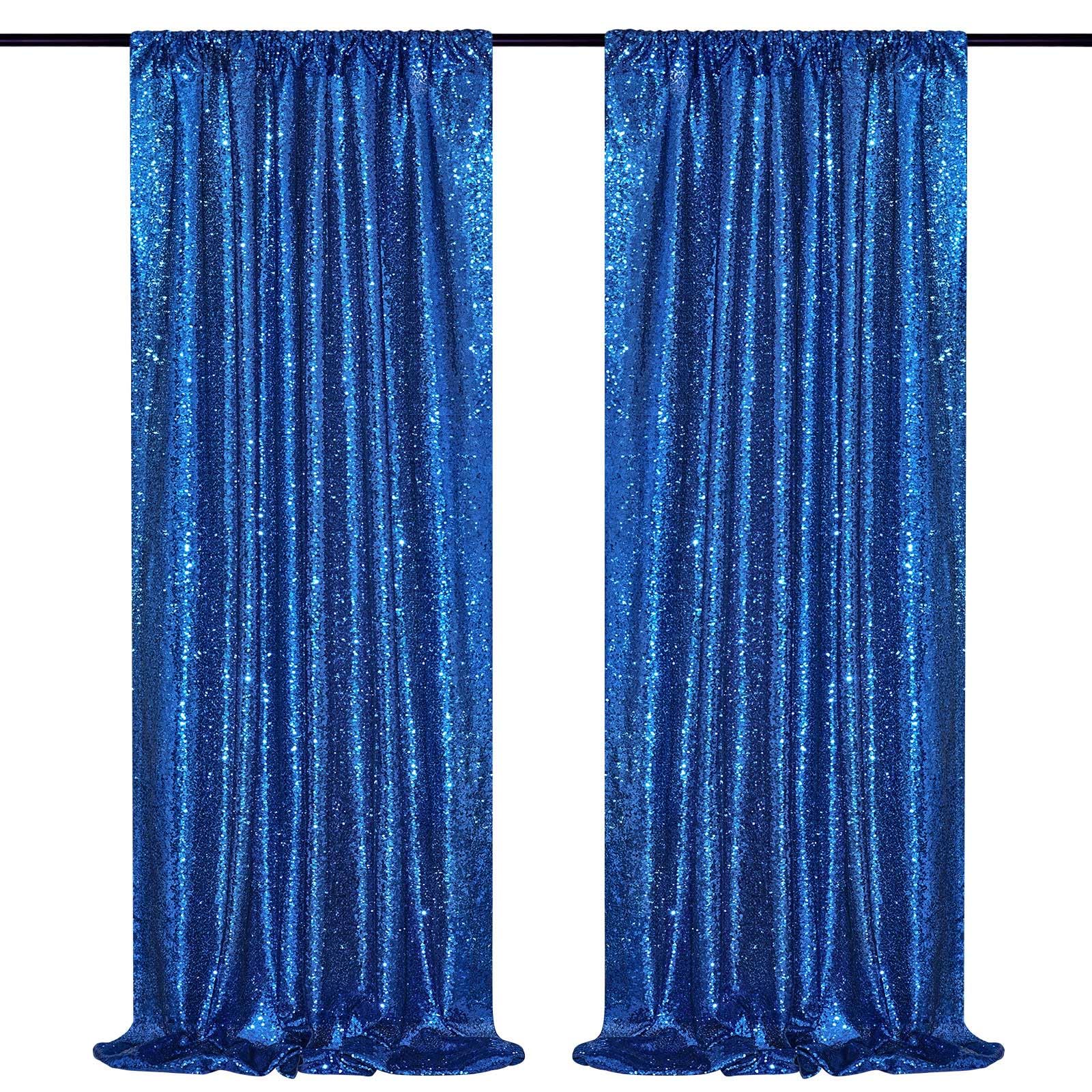 Amazon.com : B-COOL Royal Blue Sequin Backdrop Curtains 2 Packs 2ftx8ft ...