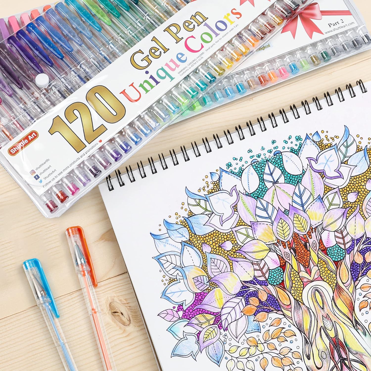 Shuttle Art Gel Pens Bundle, 120 Unique Colors (No Duplicates) Gel Pens ...