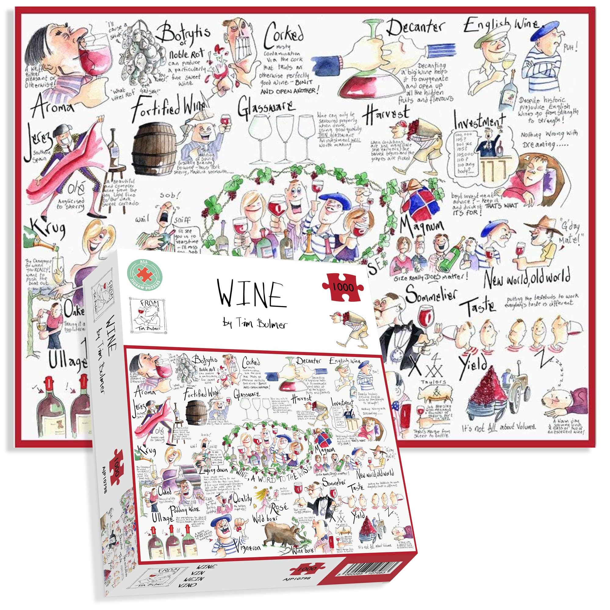 Amazon.com: 1000 Piece Jigsaw Puzzle - Wine by Tim Bulmer - Comical ...