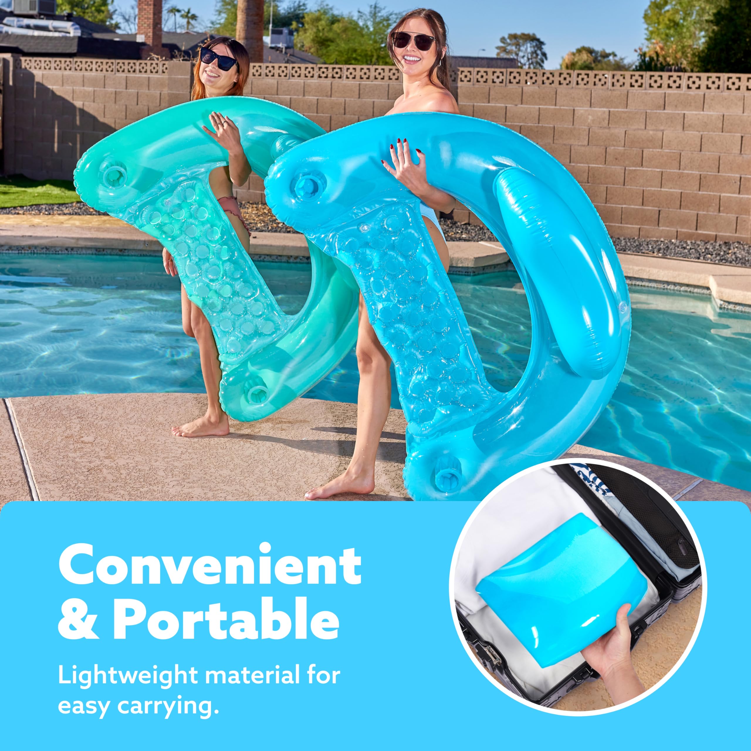Snapklik.com : SLOOSH Inflatable Pool Floats Adult,2 Pack Pool Chairs