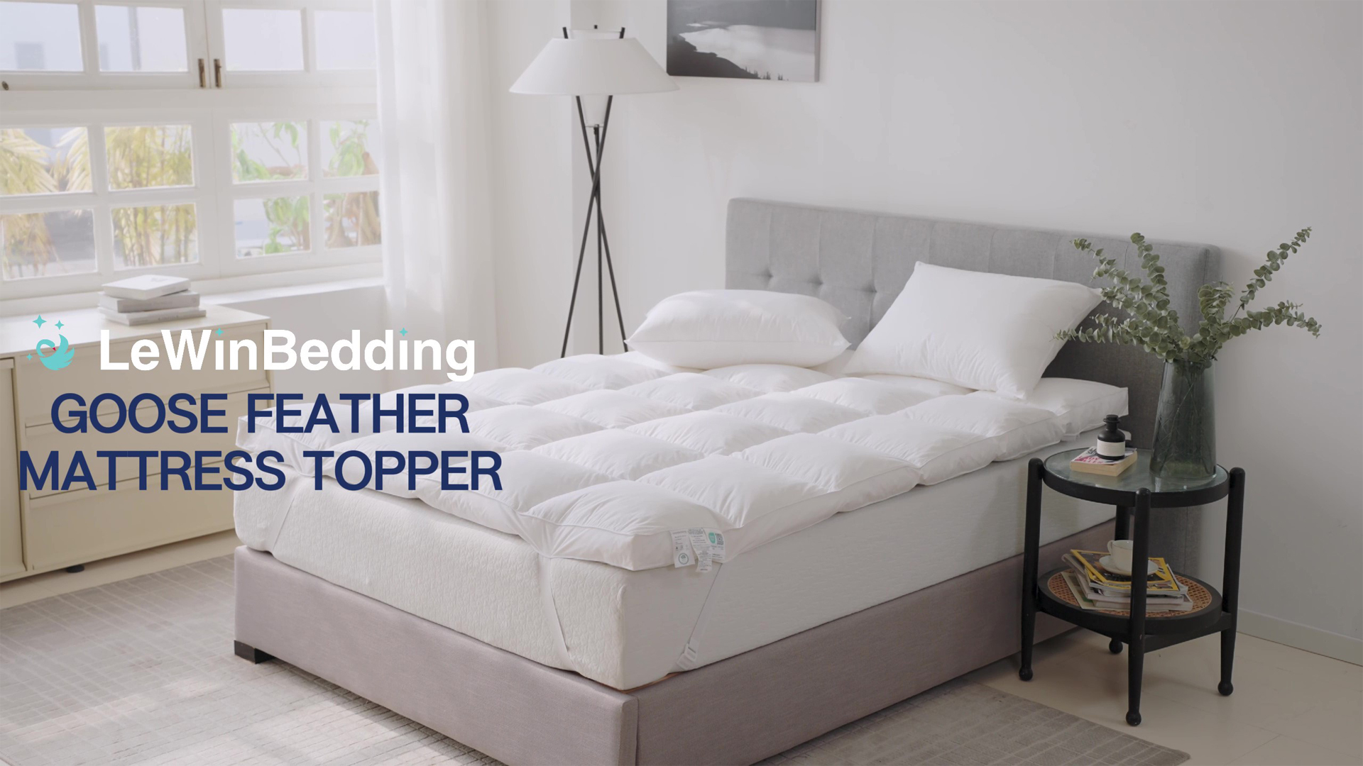 Watch LeWinBedding Goose Feather Mattress Topper on Amazon Live