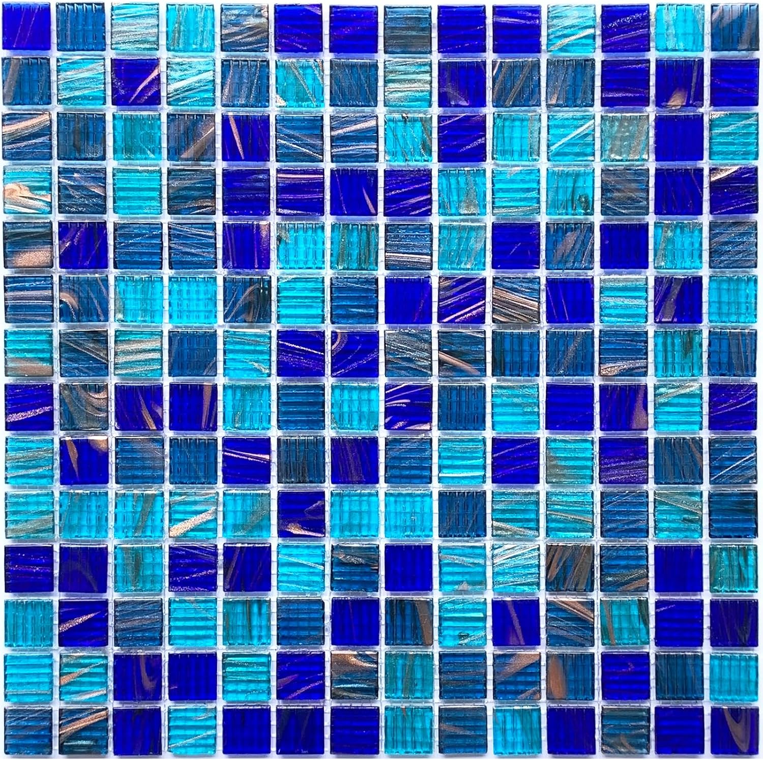 LSDECO 20 Sheets Glass Mosaic Tiles for Backsplash Border, Sapphire ...