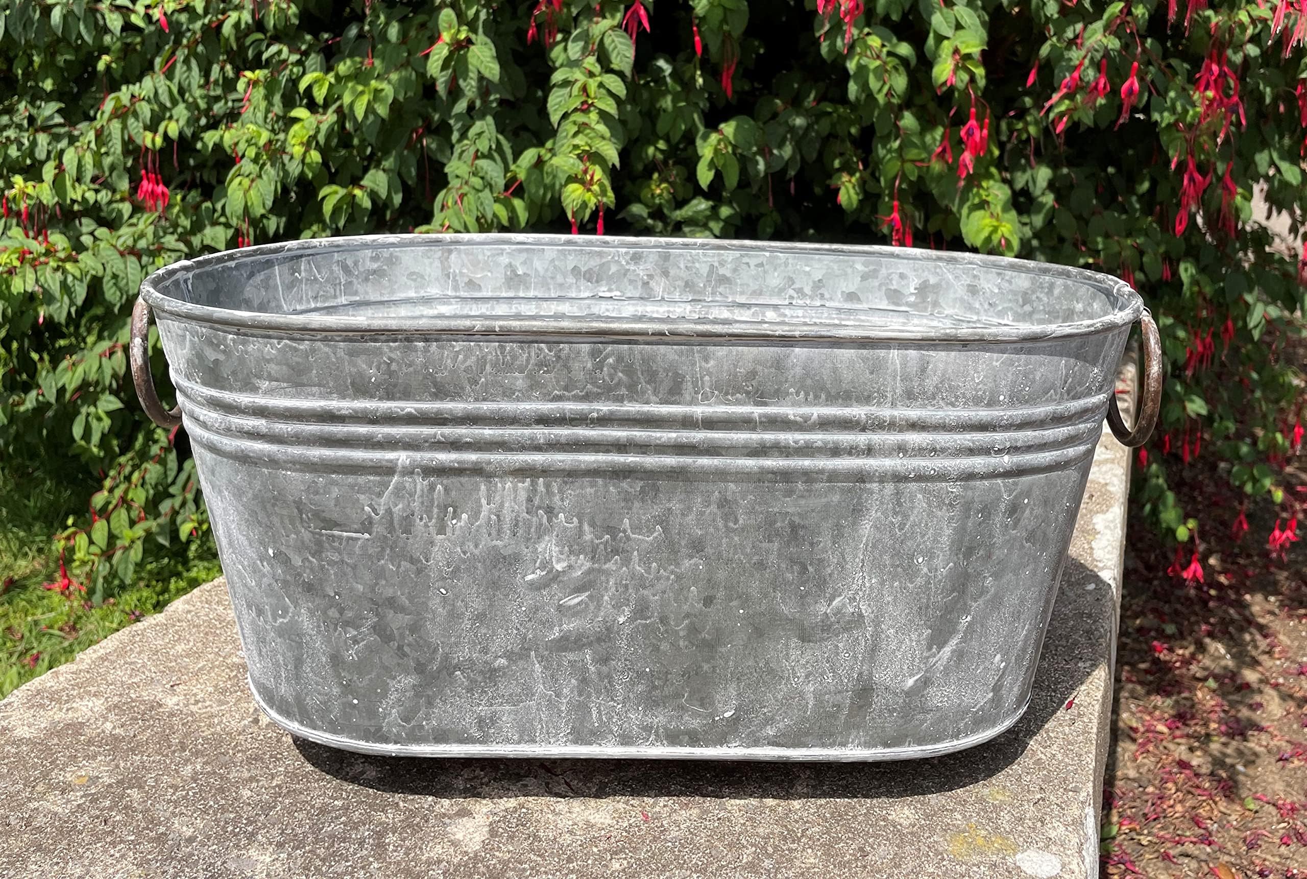 Primrose Zinc Galvanised Planter Rectangular Silver Outdoor Trough ...