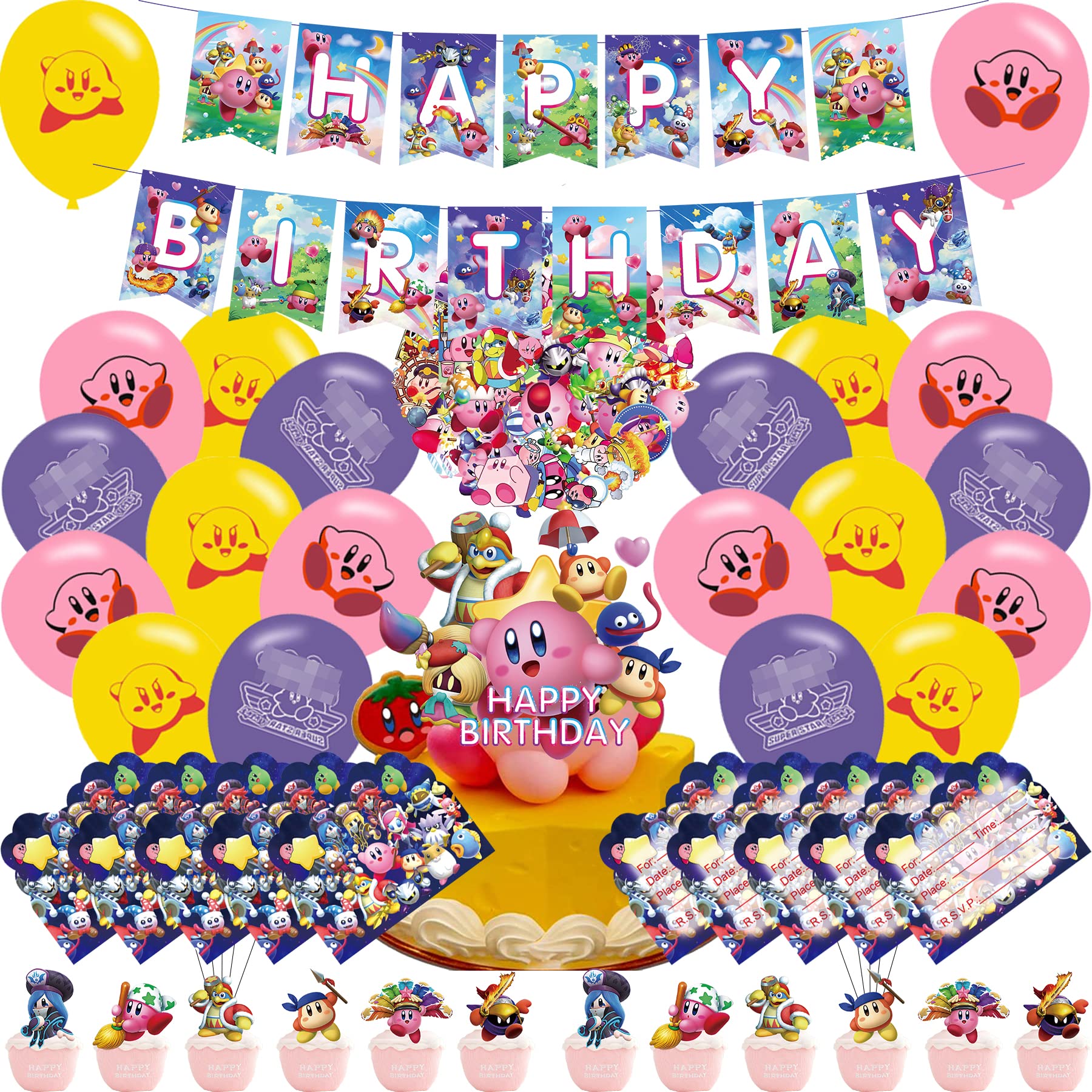 Buy Kirby Birthday Party Decorations, Kirby-Star Cartoon Theme Party ...