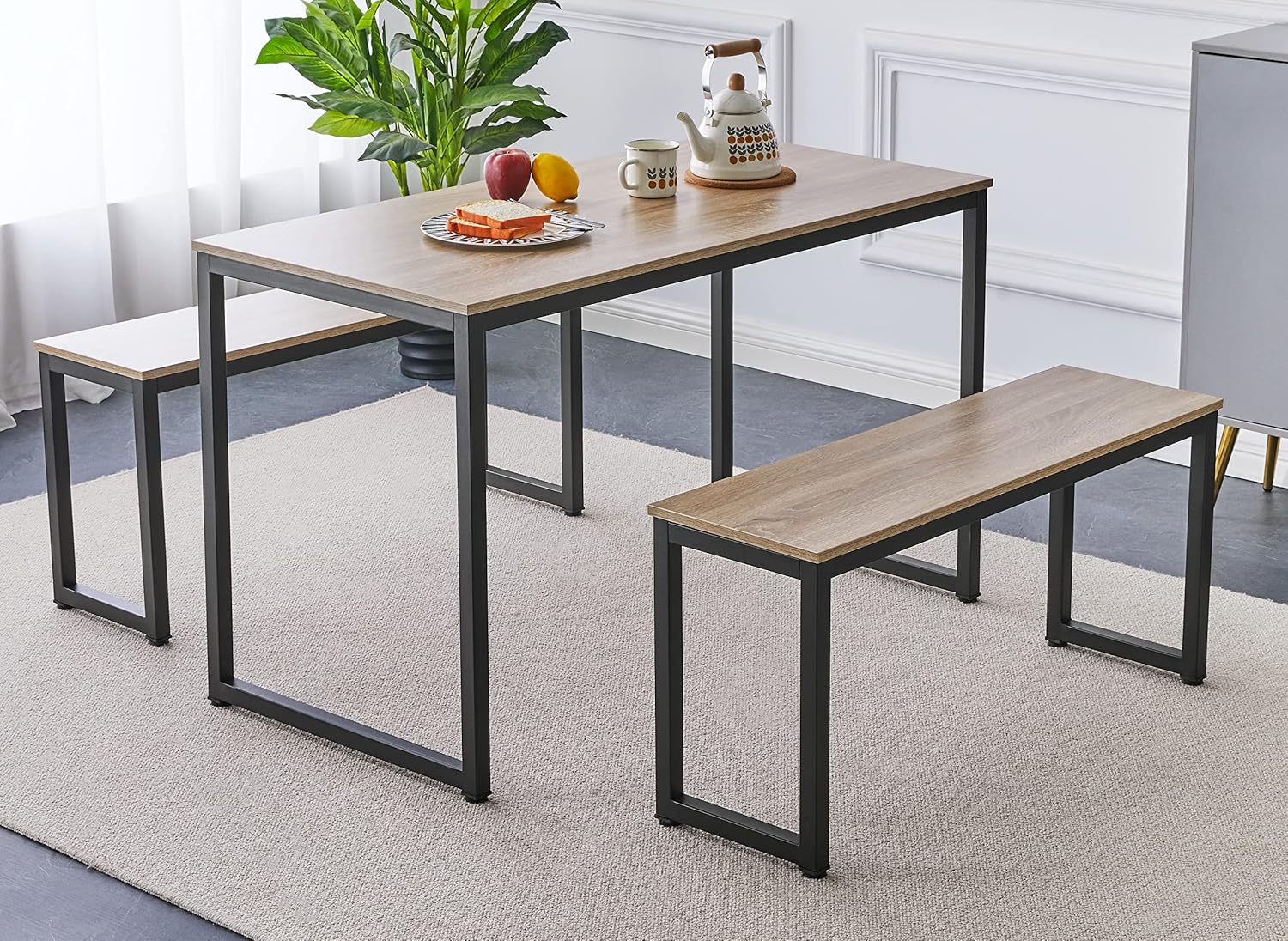 Hallowood Furniture Kempley Small Rectangular Dining Table & Two ...