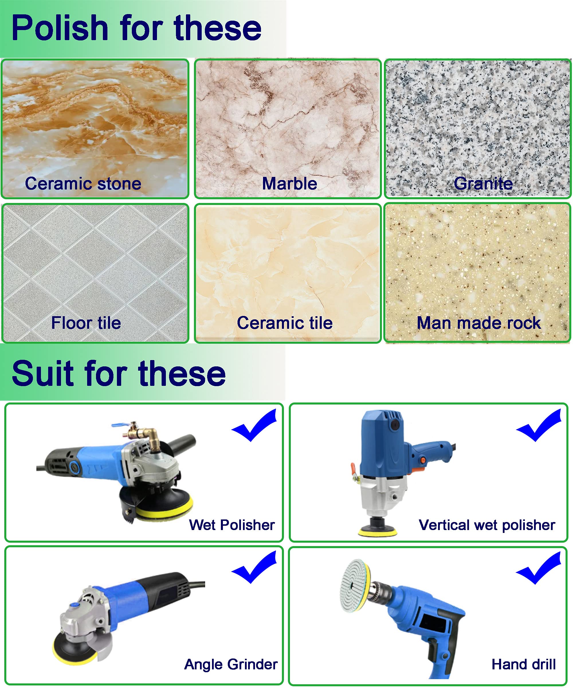 Snapklik.com : 19PCS Diamond Polishing Pads 4 Inch Granite Stone Polish ...