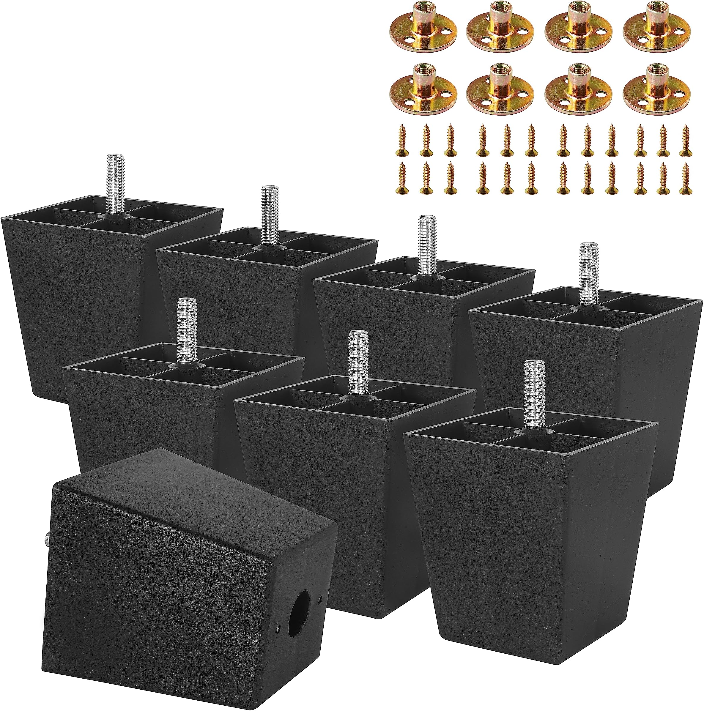 Amazon.com: Masendelk 4pcs Plastic Furniture Legs 3 inch, Black Couch ...