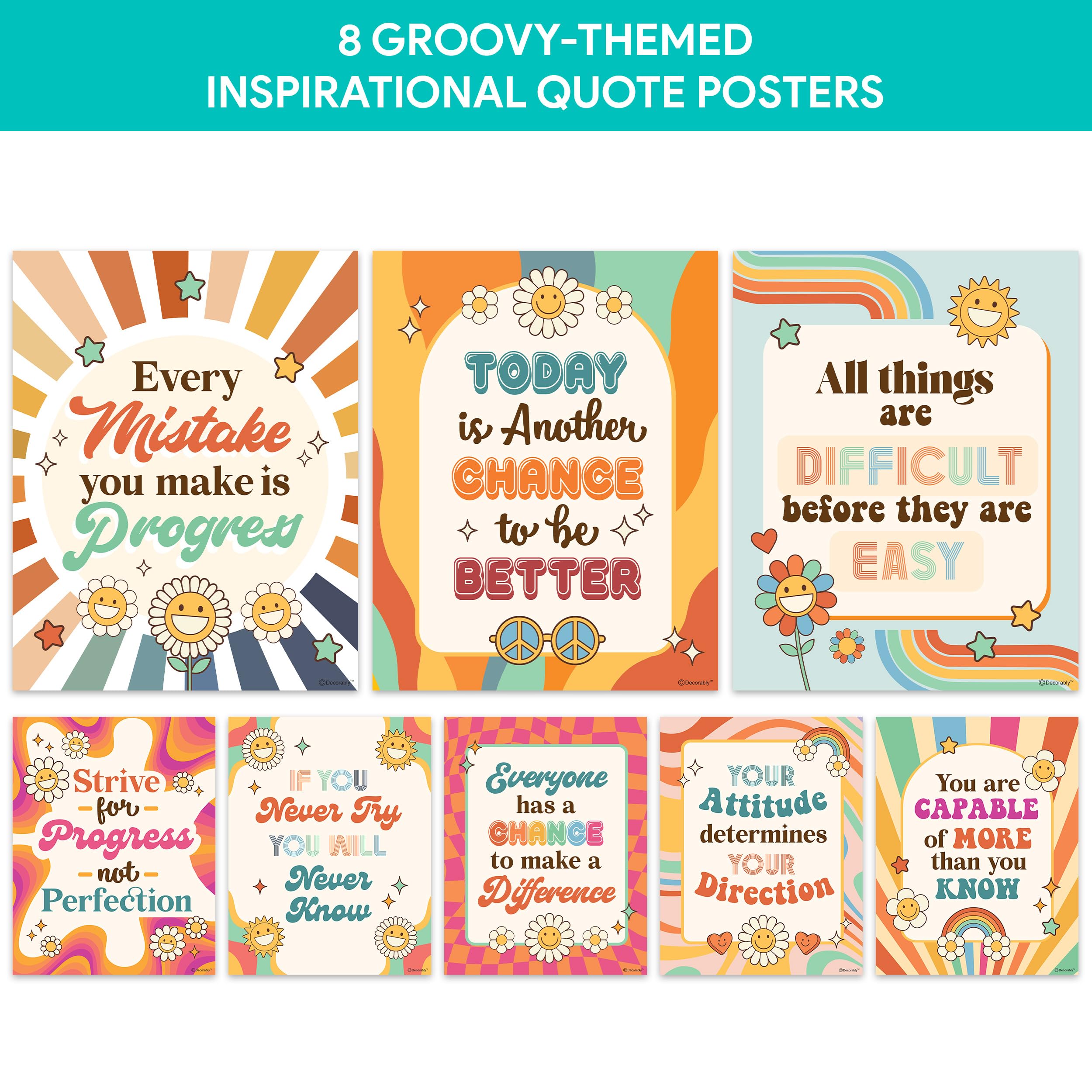 Snapklik.com : Decorably 15 Retro-Themed Welcome Groovy Posters For ...