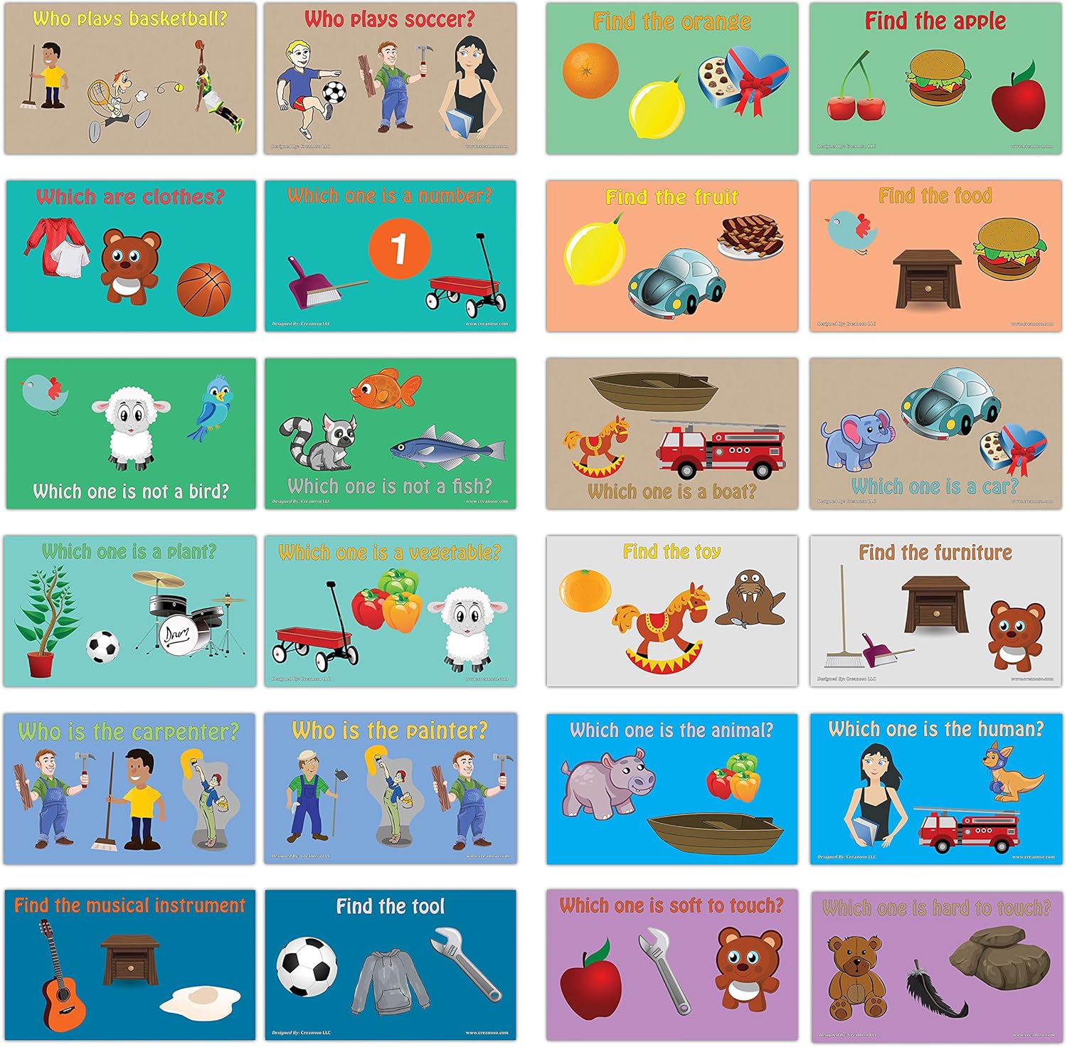 Amazon.com: Creanoso Amazing Basic Receptive Language Learning Cards ...