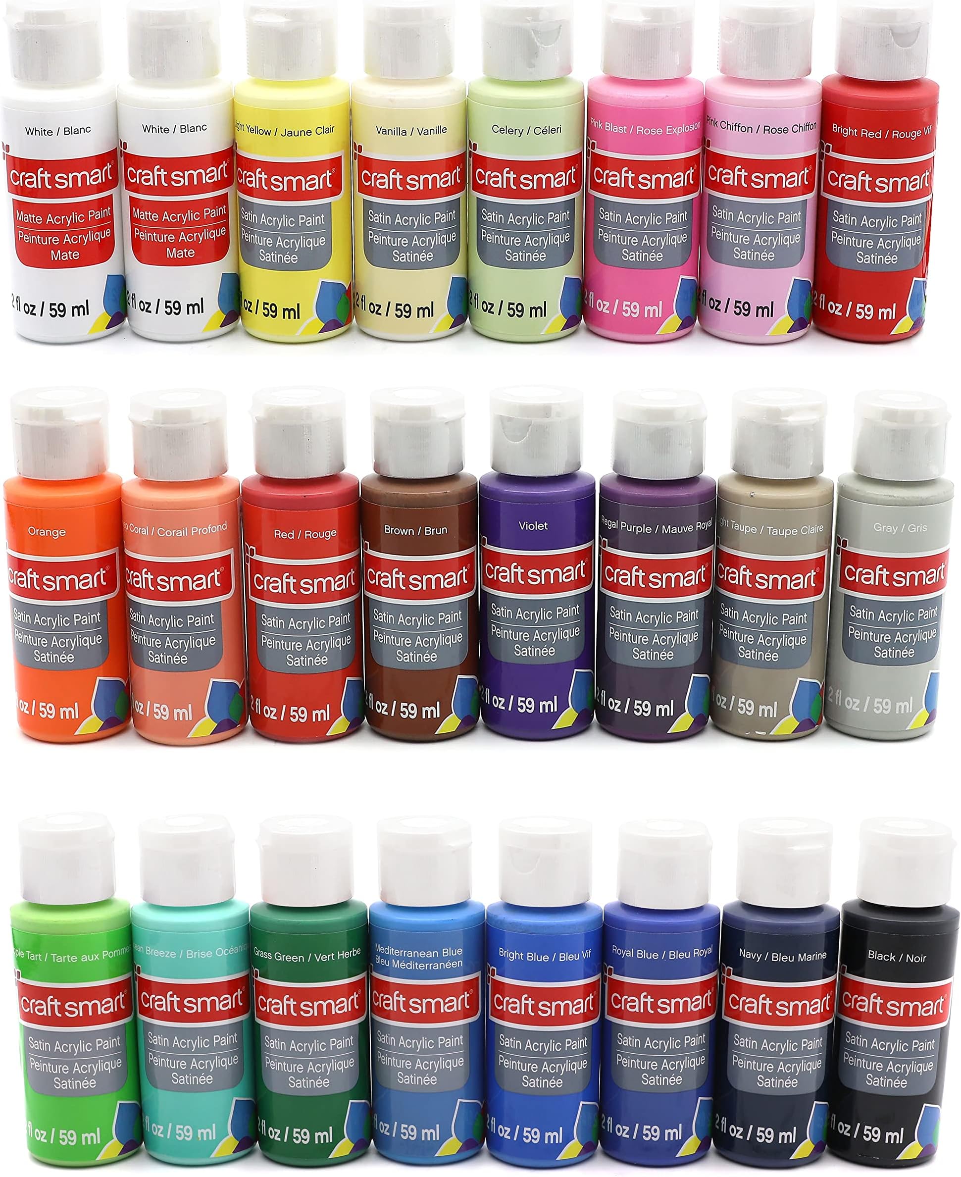 Amazon.com: Craft Smart Satin Classic Acrylic Paint Set : Arts, Crafts ...