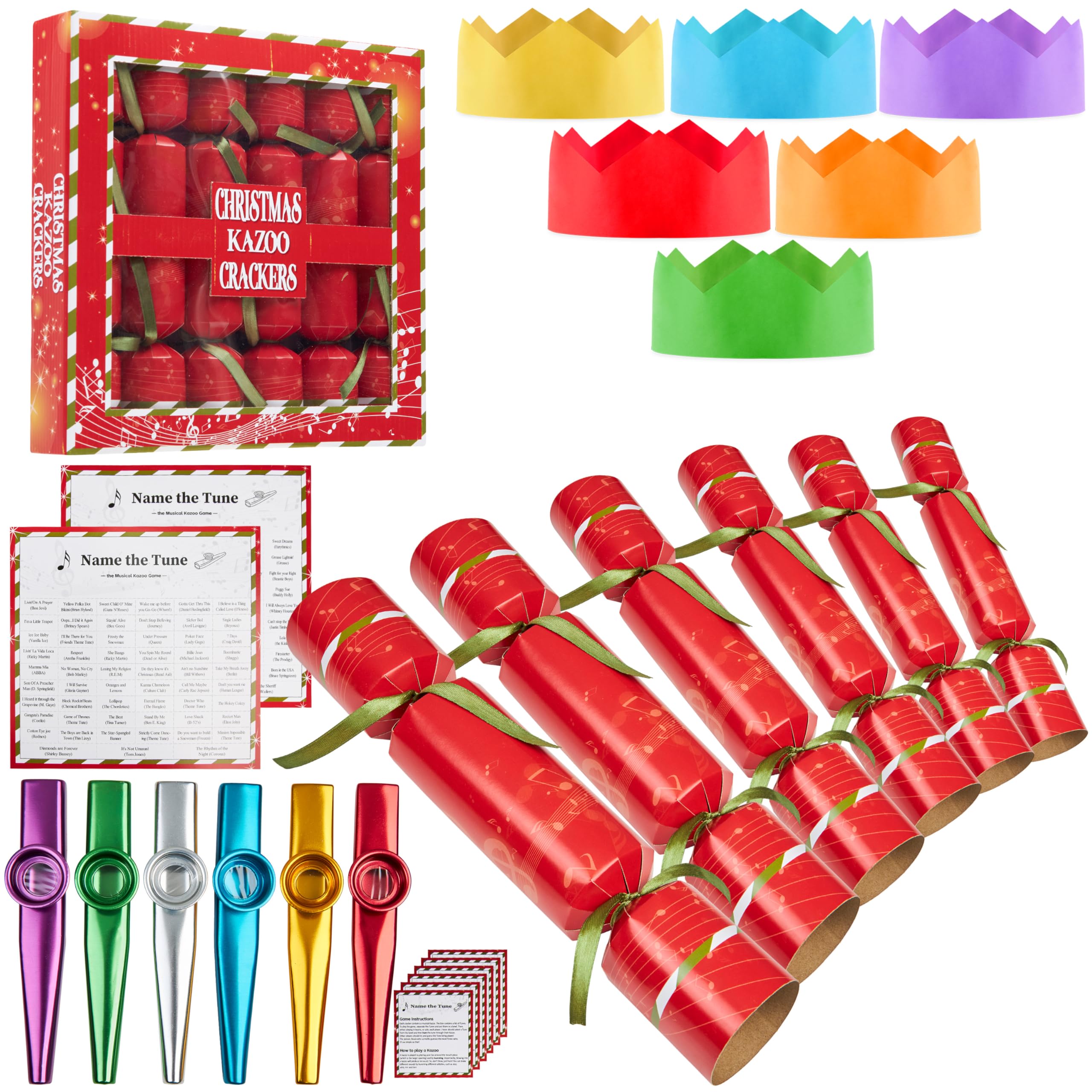 KreativeKraft Christmas Crackers, Pack of 6 Festive Crackers with Gifts ...