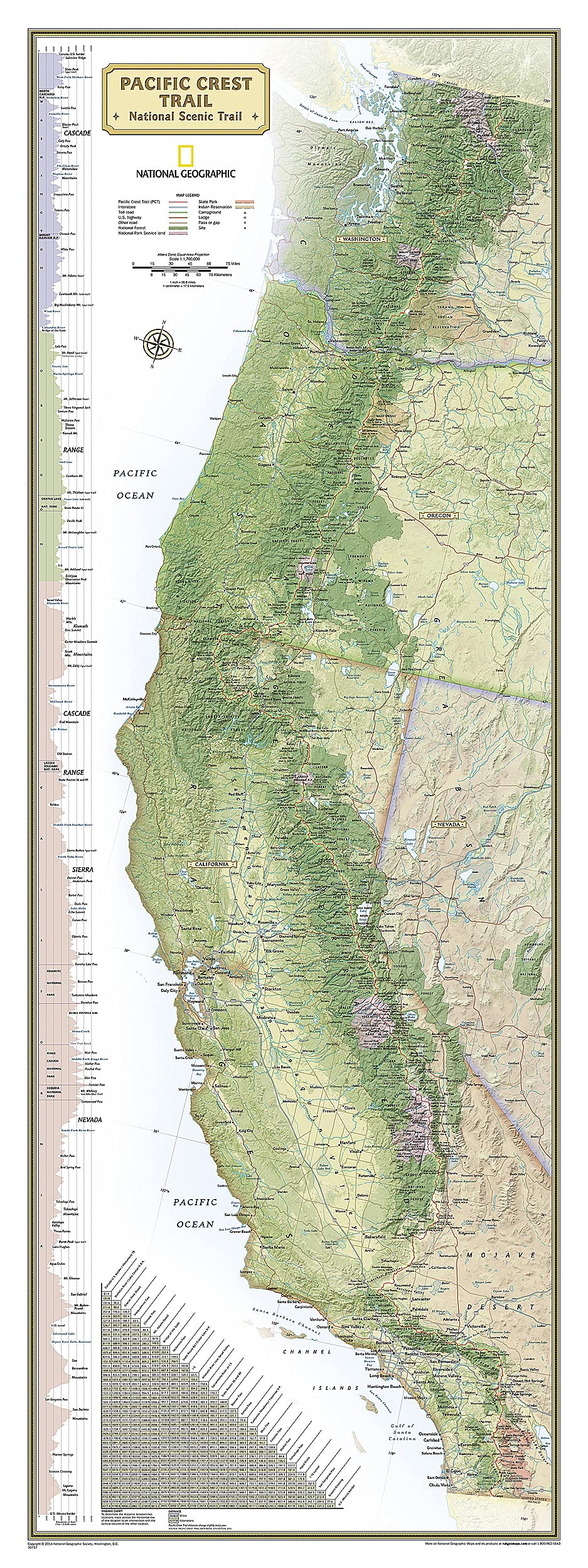 Snapklik.com : National Geographic Pacific Crest Trail Wall Map Wall ...