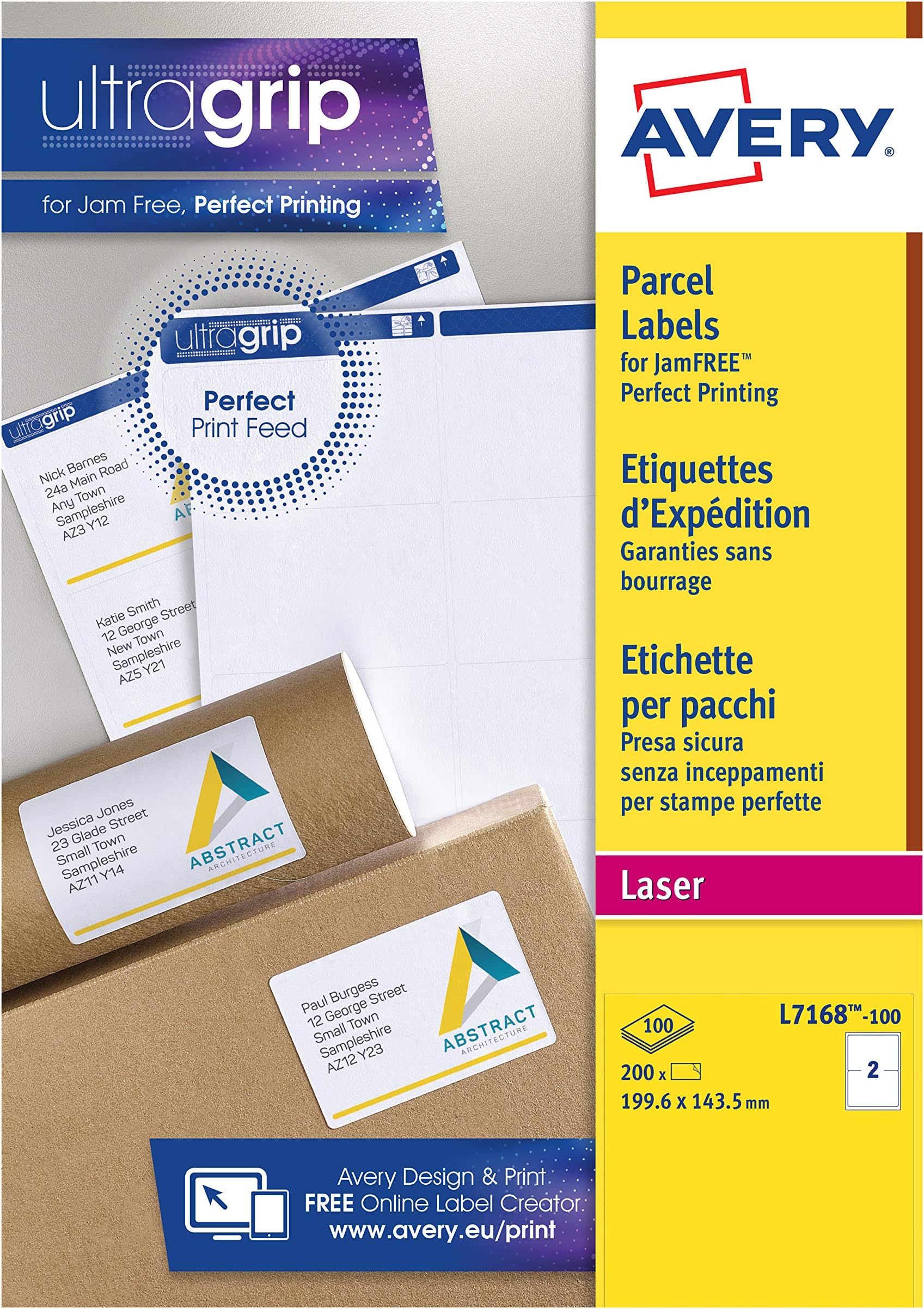 Avery L7168-100, Printable, Customisable Parcel Shipping Labels, Laser ...