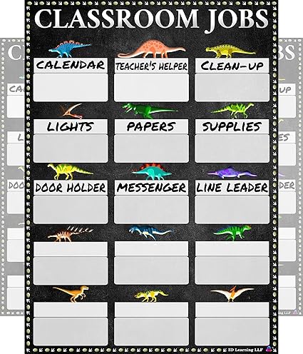 Amazon.com: Dinosaur Class Jobs Chart- Laminated 14x19.5 - Classroom ...