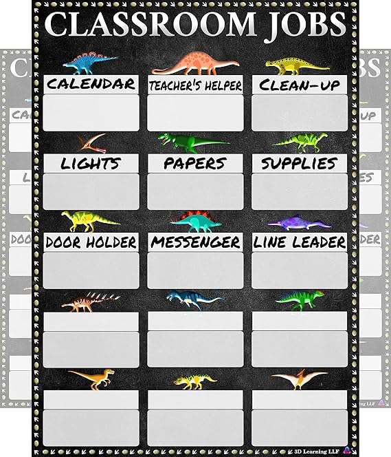Amazon.com: Dinosaur Class Jobs Chart- Laminated 14x19.5 - Classroom ...