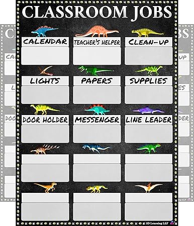 Amazon.com: Dinosaur Class Jobs Chart- Laminated 14x19.5 - Classroom ...
