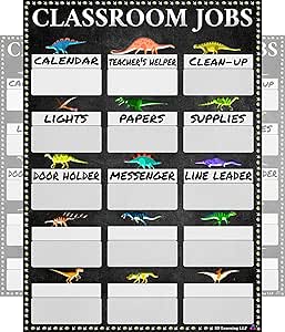 Amazon.com: Dinosaur Class Jobs Chart- Laminated 14x19.5 - Classroom ...