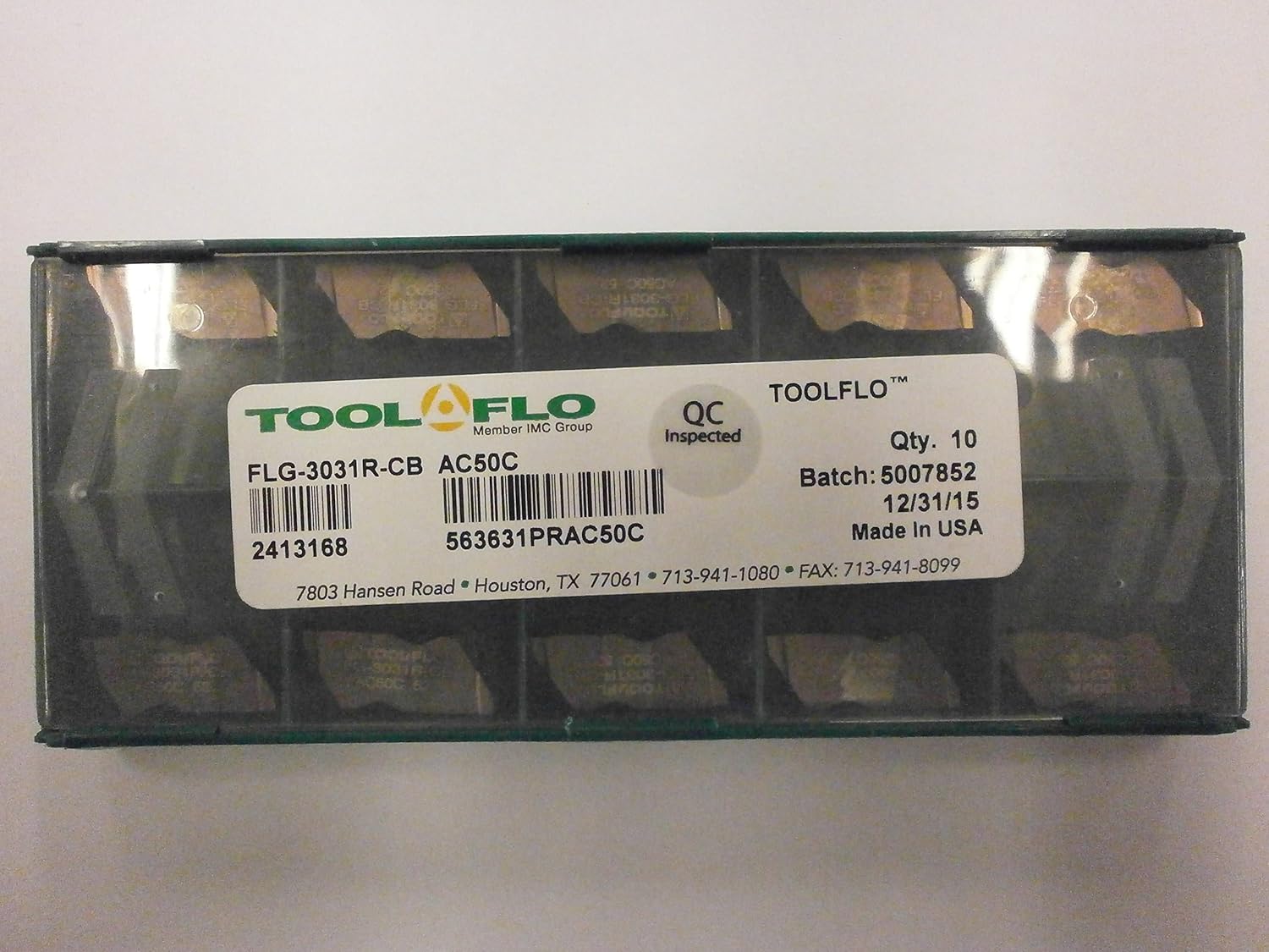 10pc) ToolFlo FLG 3031R-CB AC50C Top Notch Carbide Grooving Inserts ...