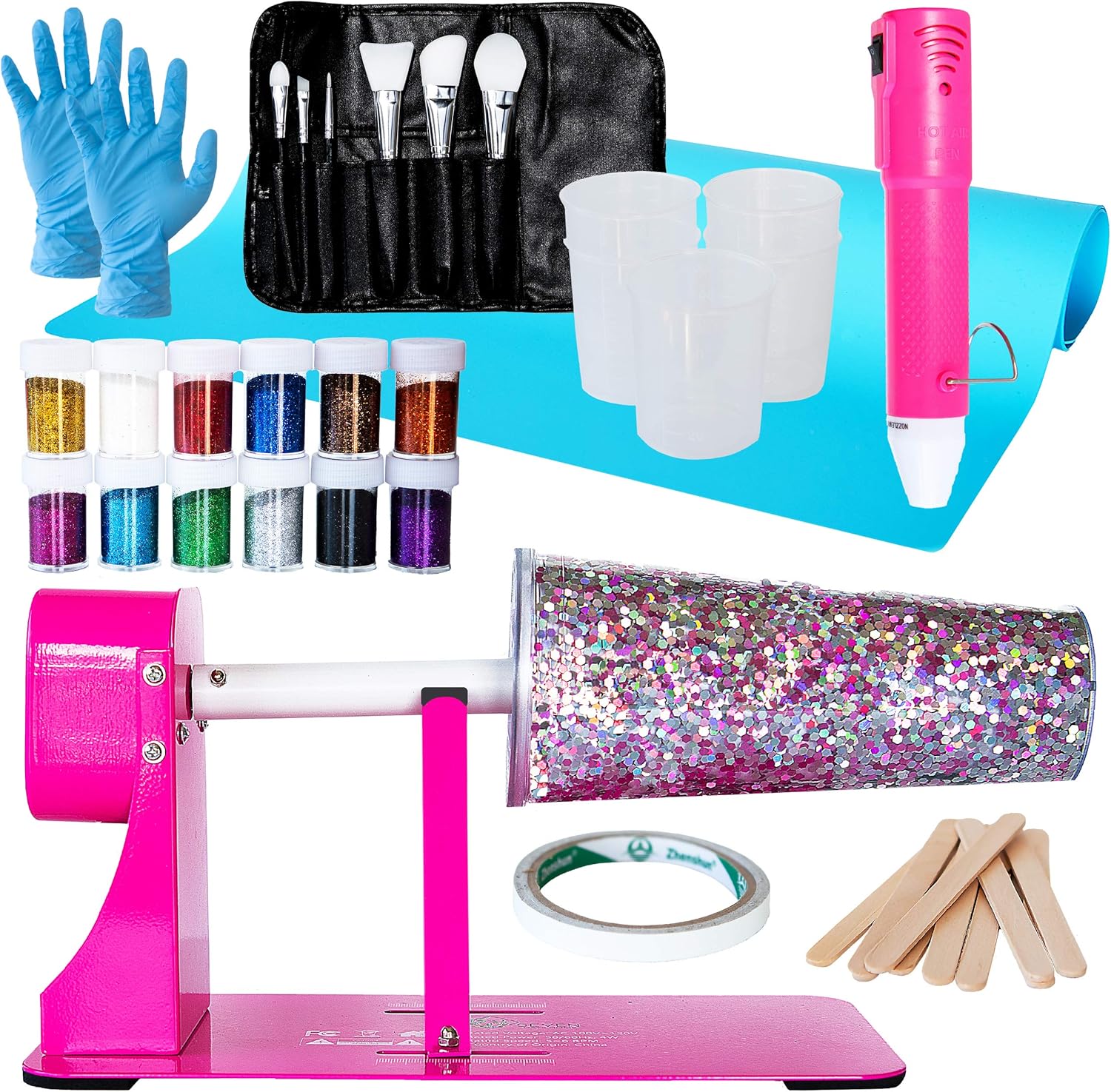 Amazon.com: Cup Turner Tumbler Machine DIY Glitter Tumblers Kit - 12 ...