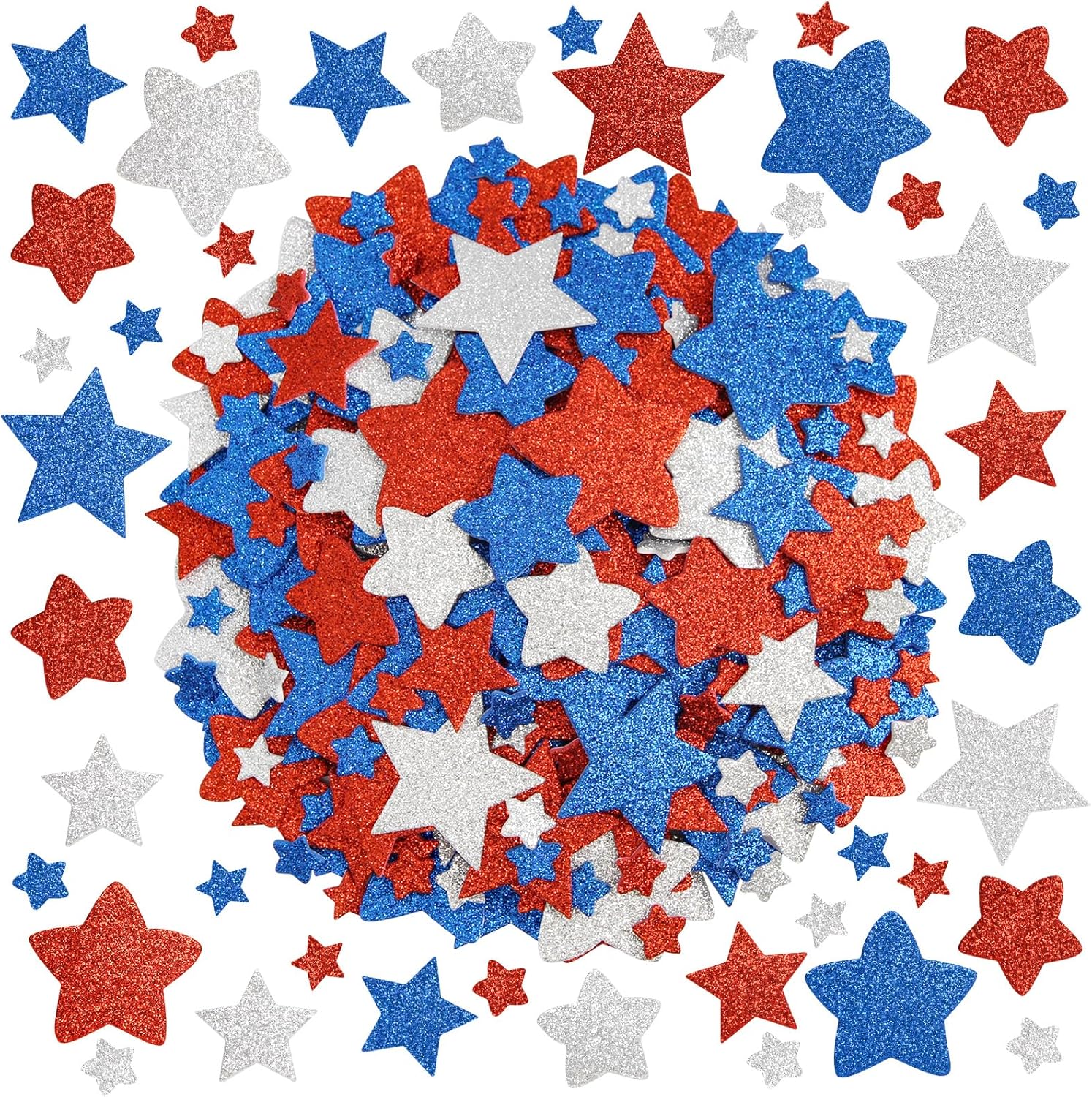 Amazon.com: Fancy Land Patriotic Glitter Star Stickers 4th of July Foam ...