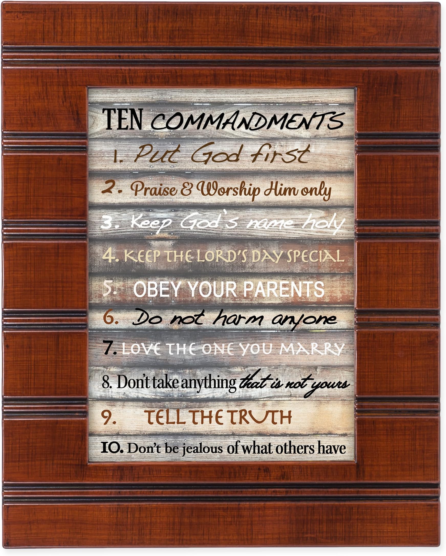 Amazon.com: Contemporary Ten Commandments Wood Finish 8 x 10 Framed ...
