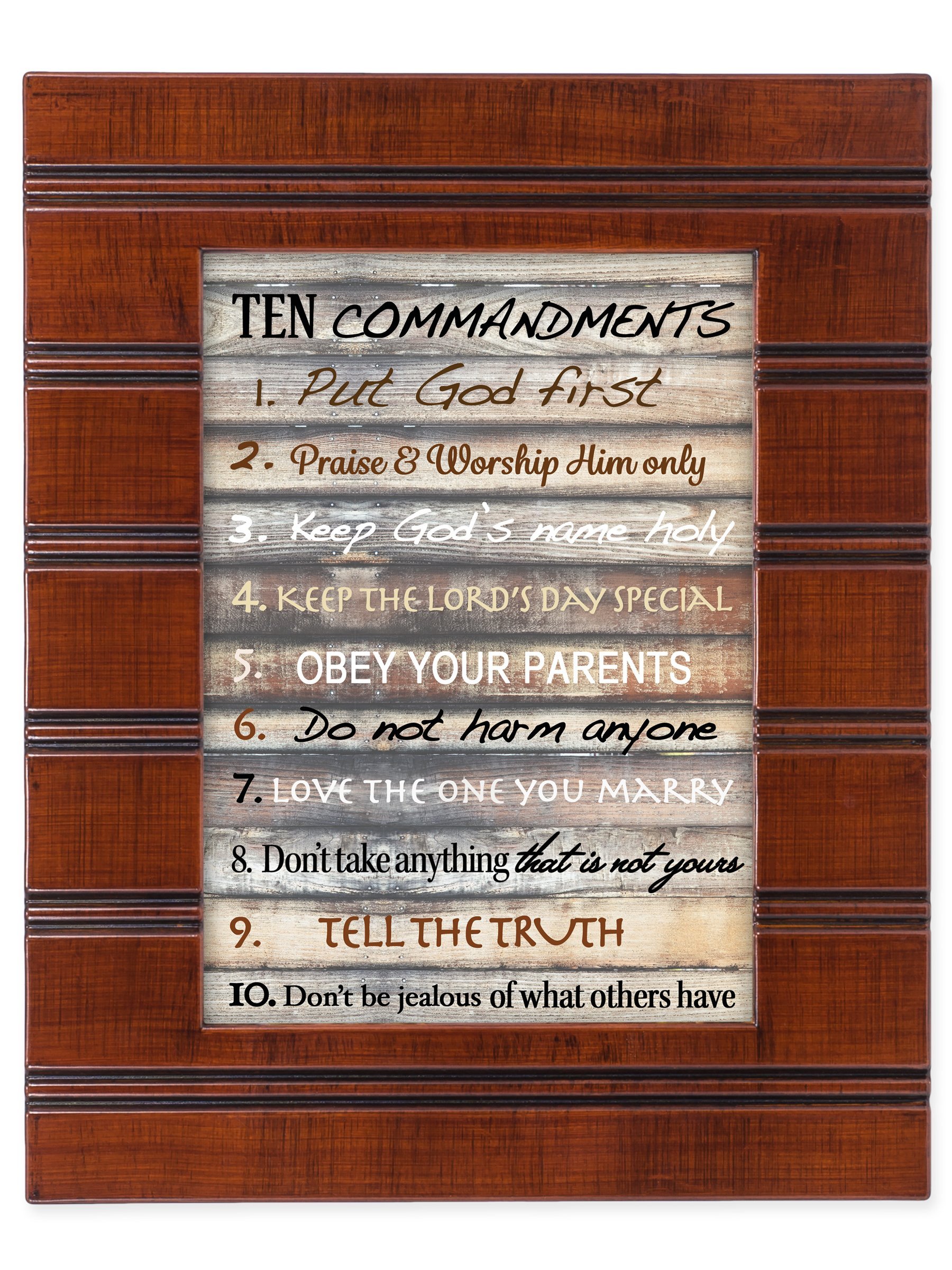 Amazon.com: Contemporary Ten Commandments Wood Finish 8 x 10 Framed ...
