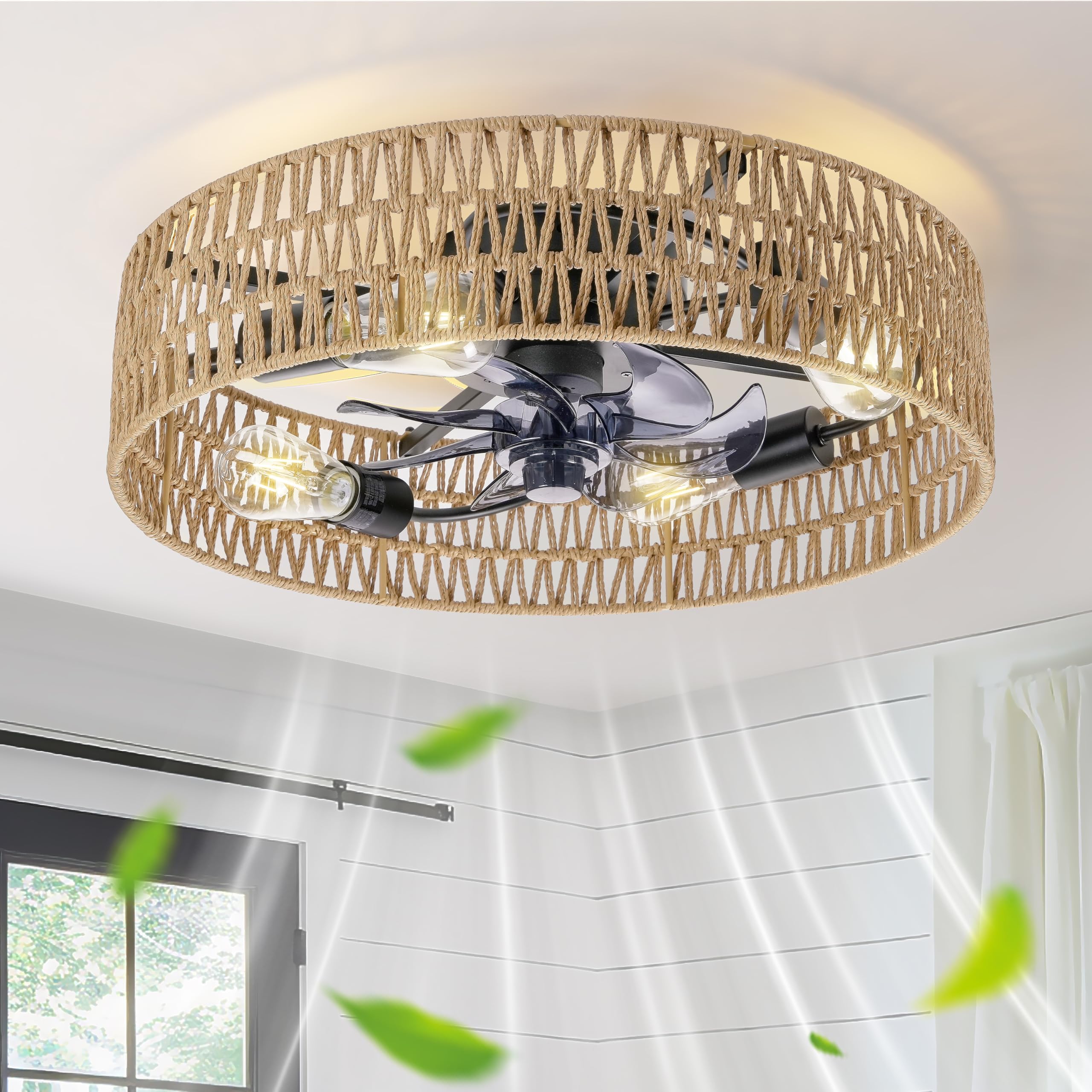 Amazon.com: G-SAFAVA 20" Boho Ceiling Fans with Lights and Remote, 6 ...