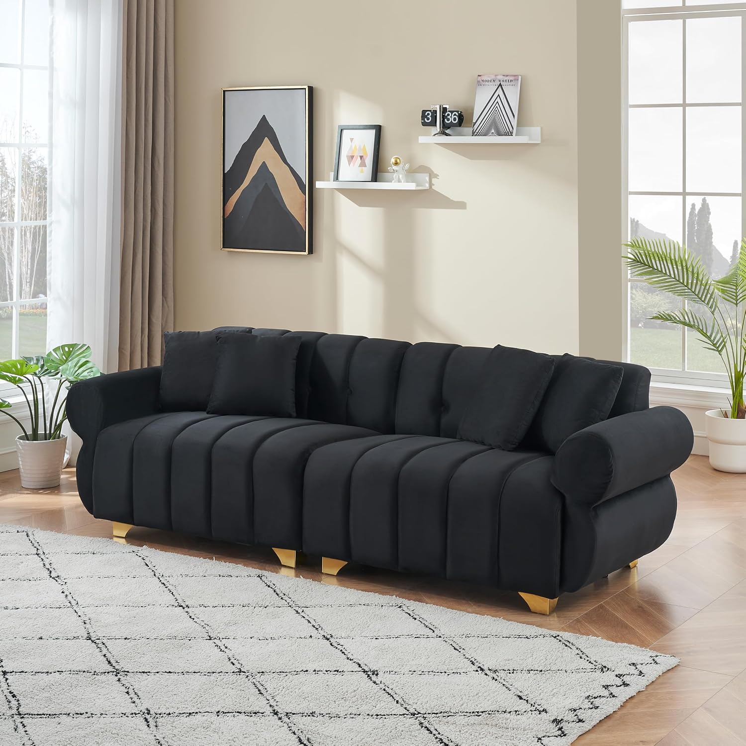 Amazon.com: 89INCH Oversized 3 Seater Flannel Sofa Couch Modern ...