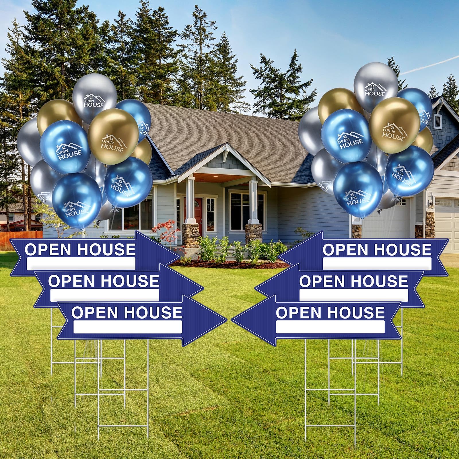 Amazon.com : Shellwei 6 Pack Open House Signs 24 x 7.5 Inch Double ...