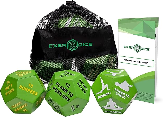 Amazon.com: 3-Pack Exercise Dice Bundle with Fitness Manual & Bag ...