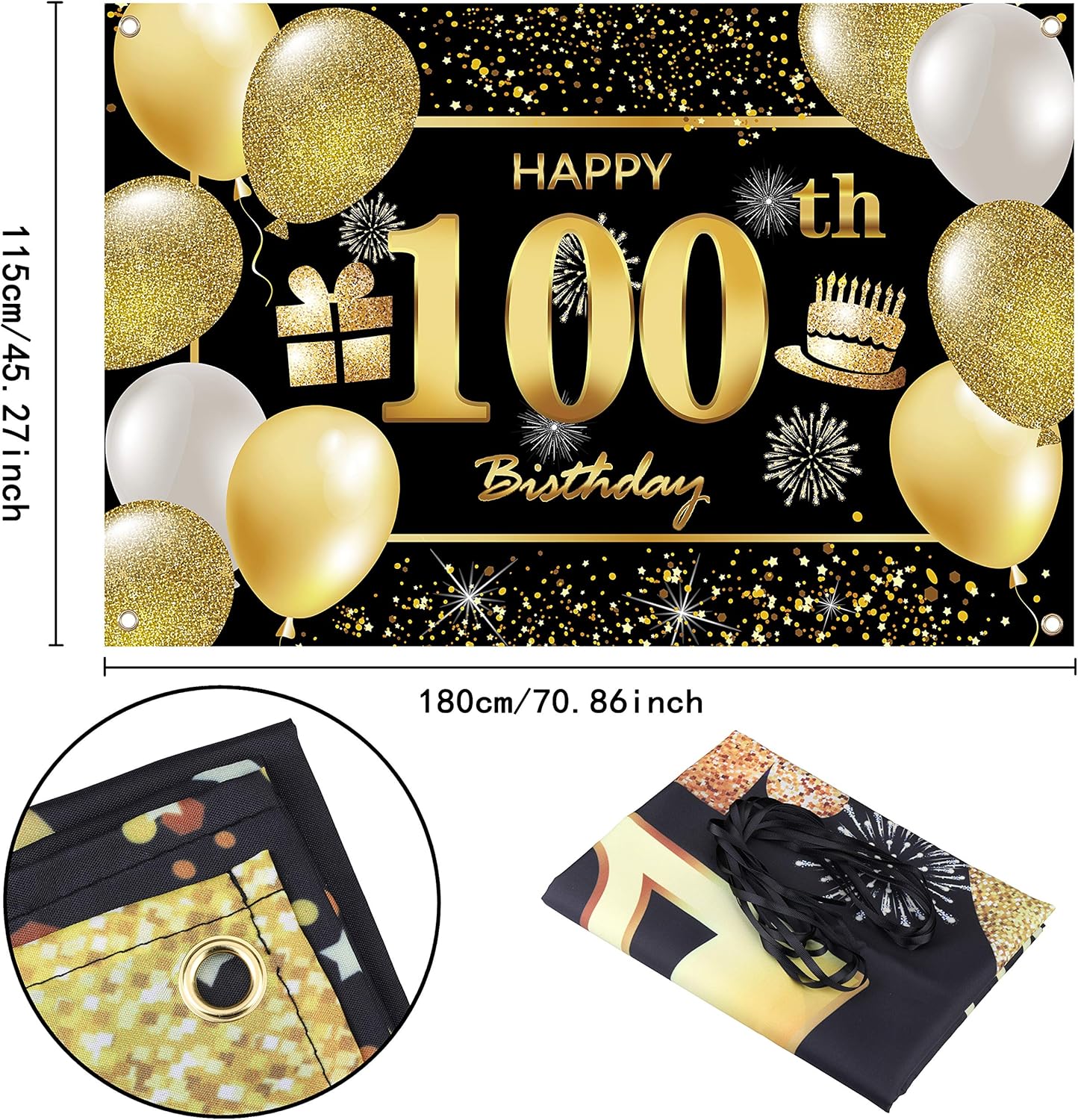 100th Happy Birthday Banner IMISI Birthday Decorations Birthday ...