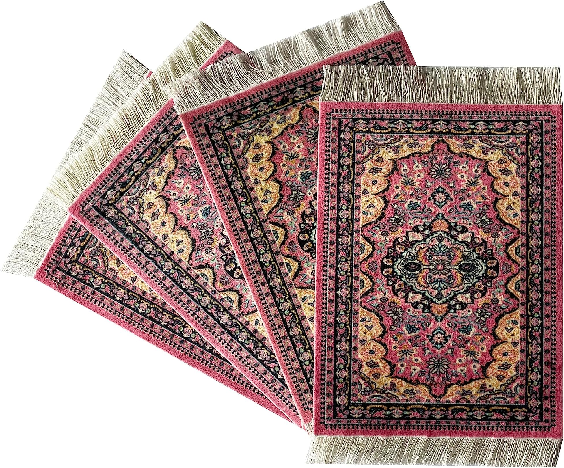 Amazon.com: Set of 4 Rug Table Coasters – Oriental Design Fabric Carpet ...