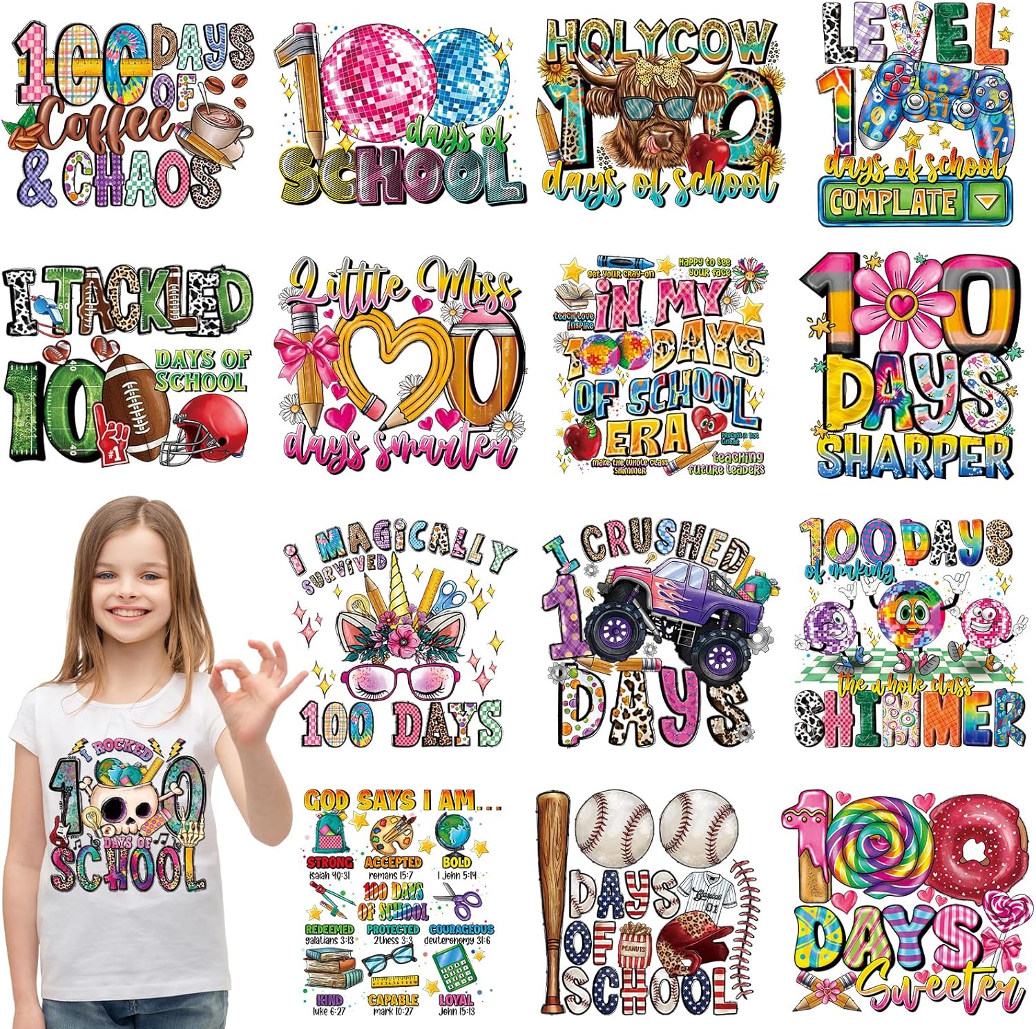 Amazon.com: Dazoratix 100 días de traslados escolares – 16 calcomanías ...