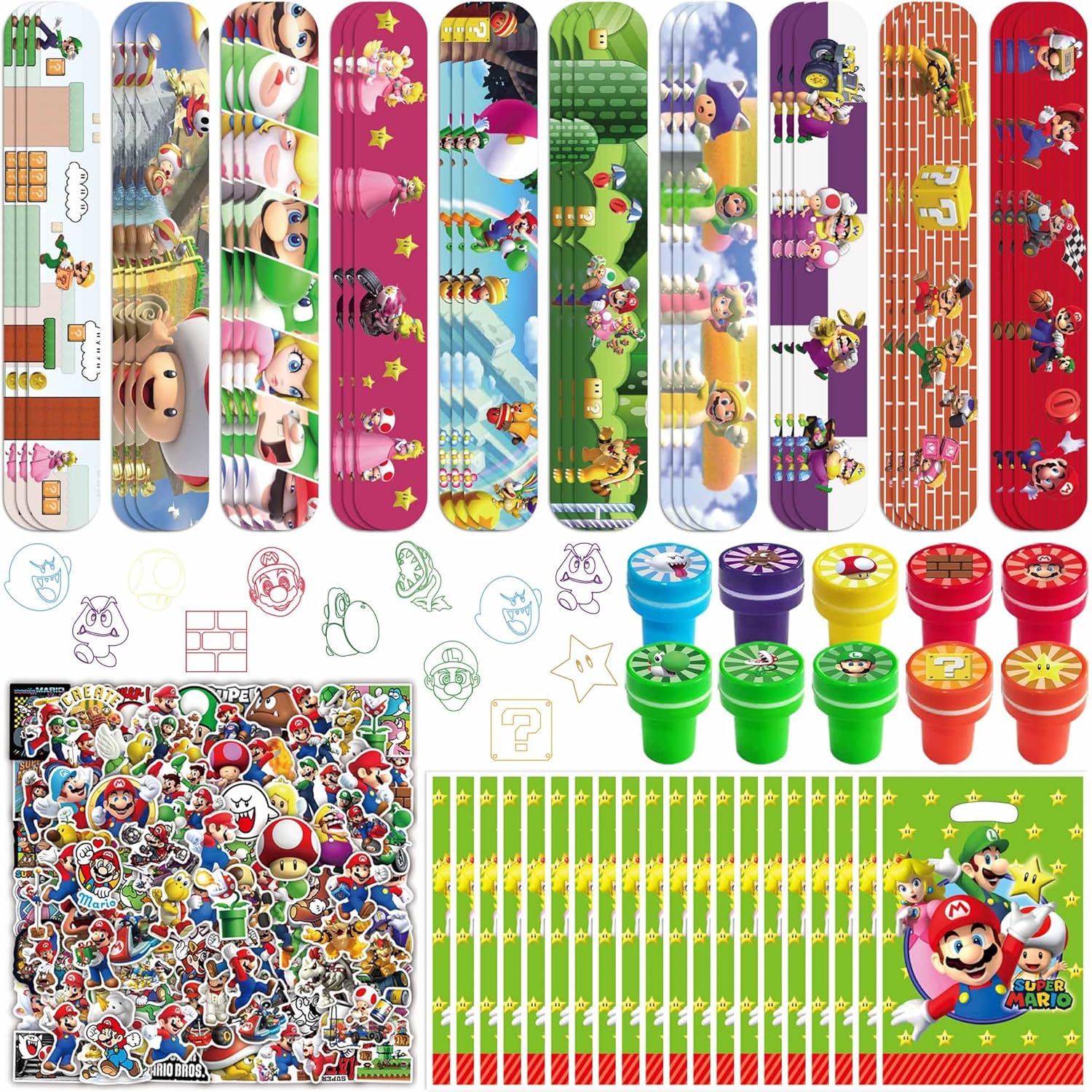 Amazon.com: 110 Pcs Mario Party Favors, Mario Birthday Decorations ...