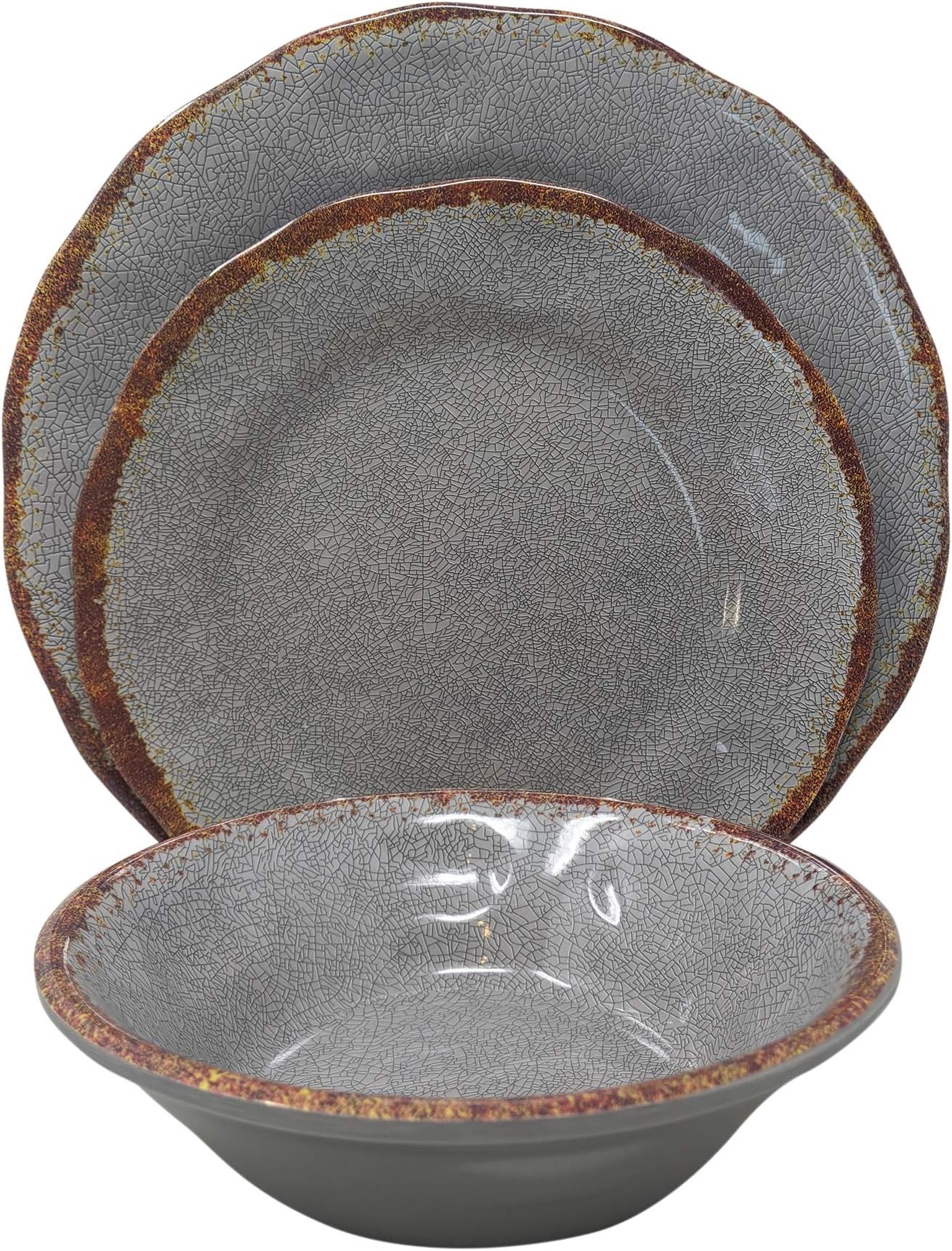 Amazon.com | The Lakeside Collection 12-Piece Rustic Melamine ...