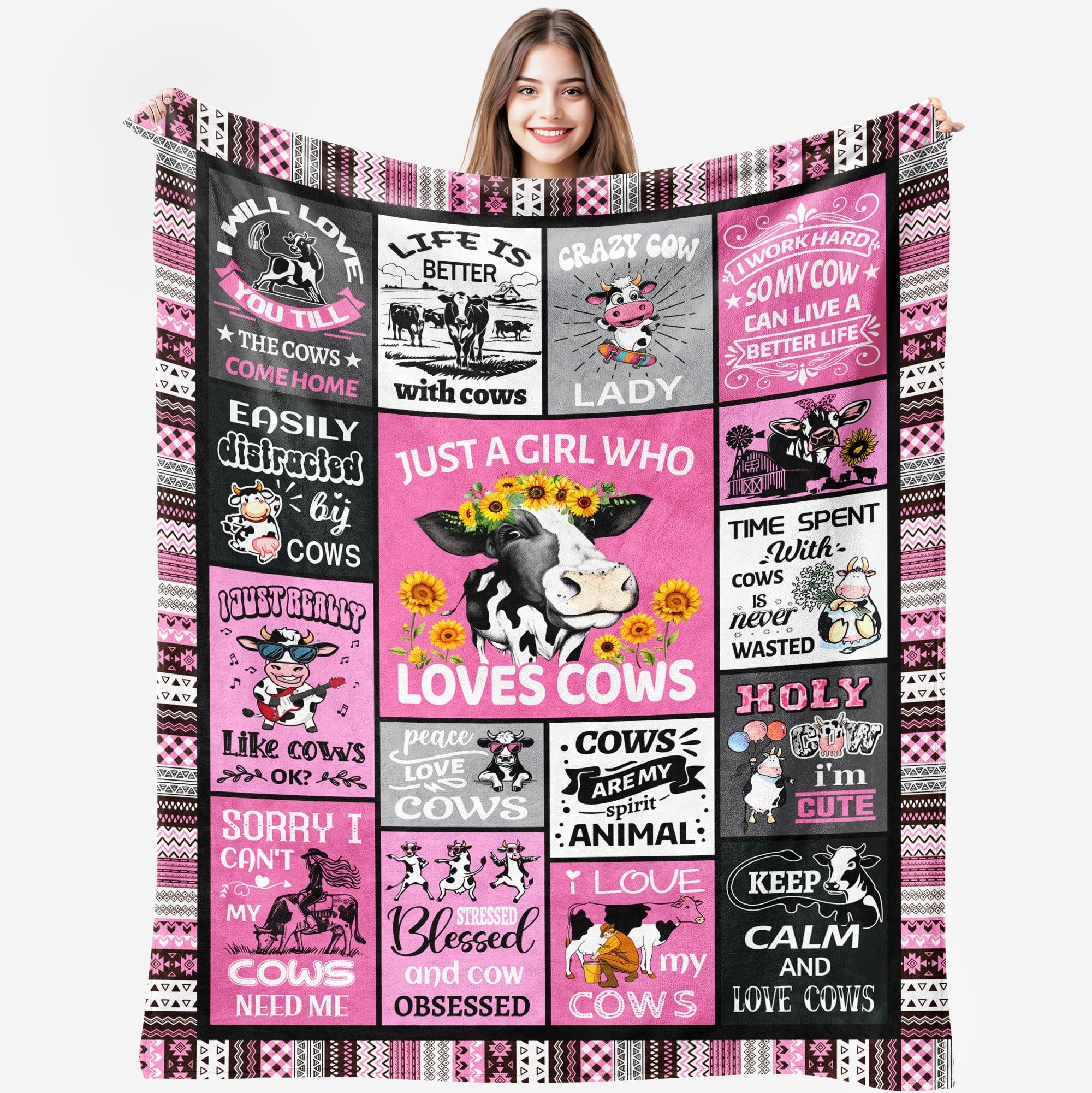Amazon.com: Cow Print Blanket, Cow Gifts for Women Girls, Cow Gifts ...