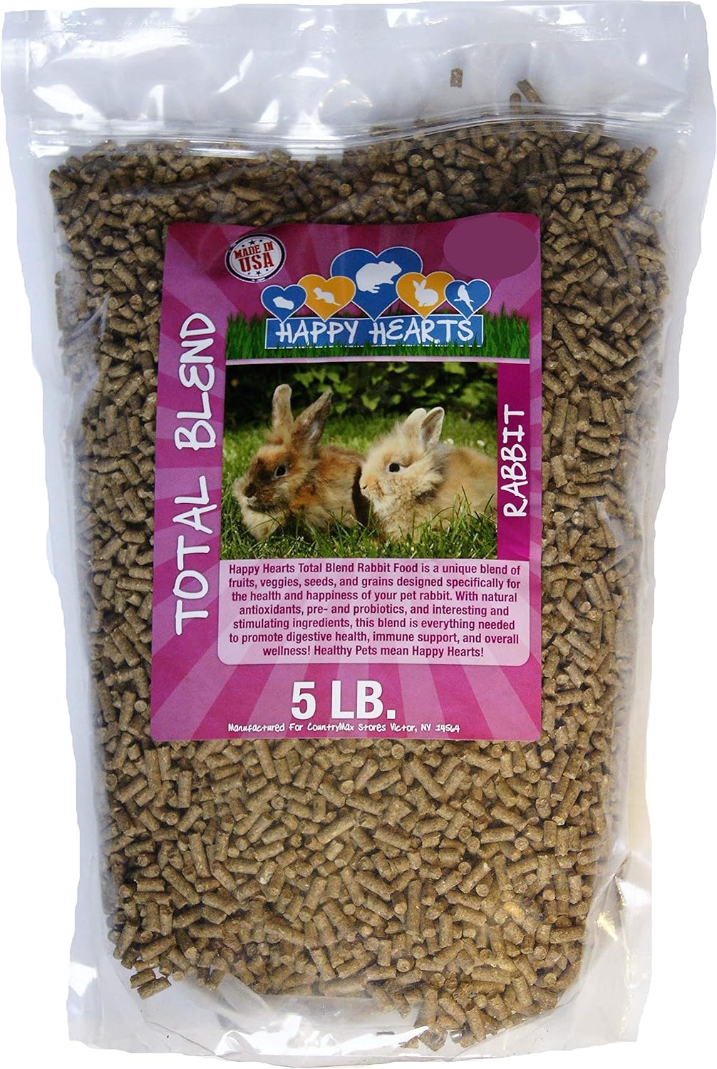 Amazon.com : Happy Hearts Total Blend Rabbit Food Pellets (5 Pounds ...