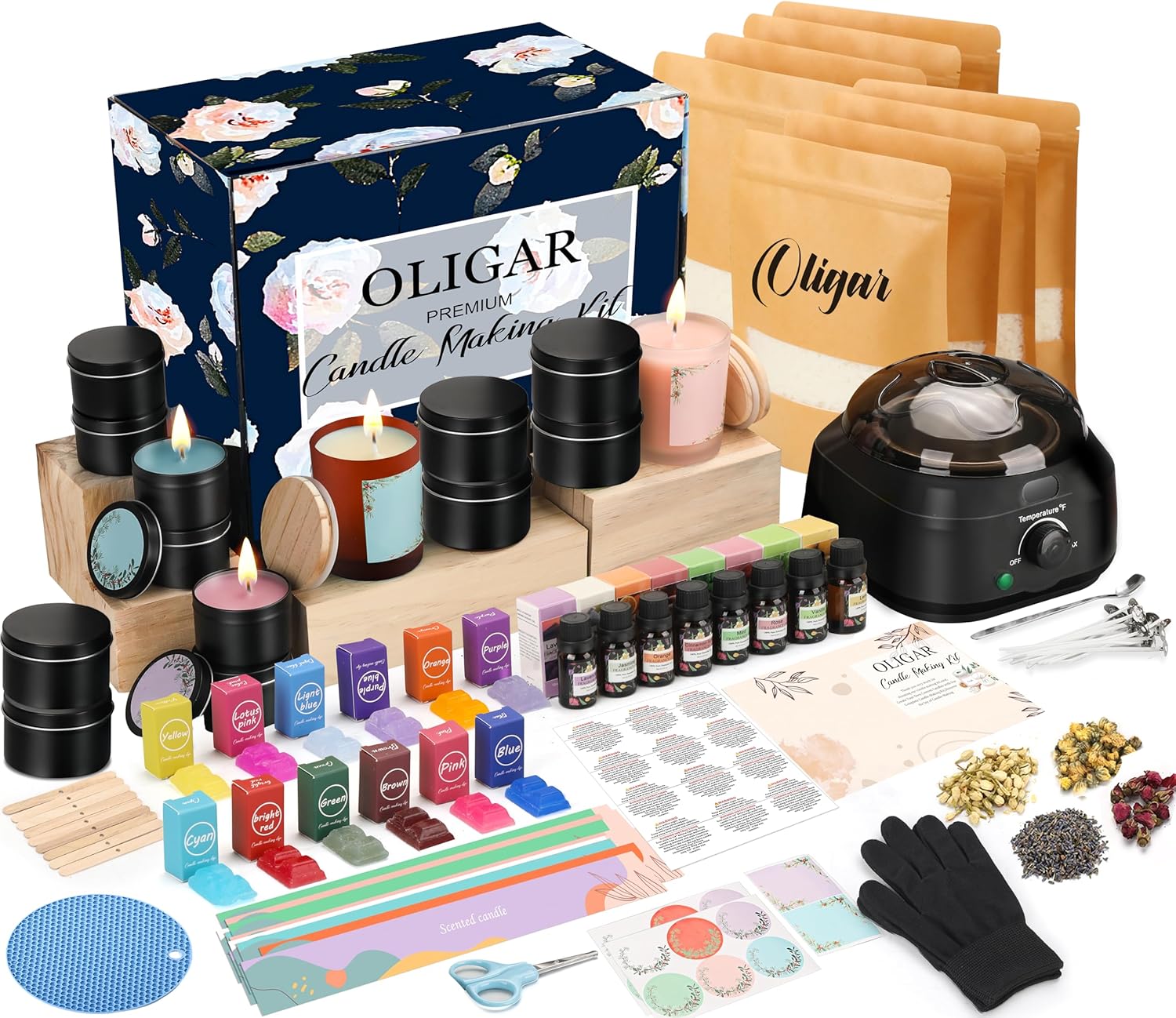 Kit completo de fabricación de velas con fundidor de cera, suministros ...